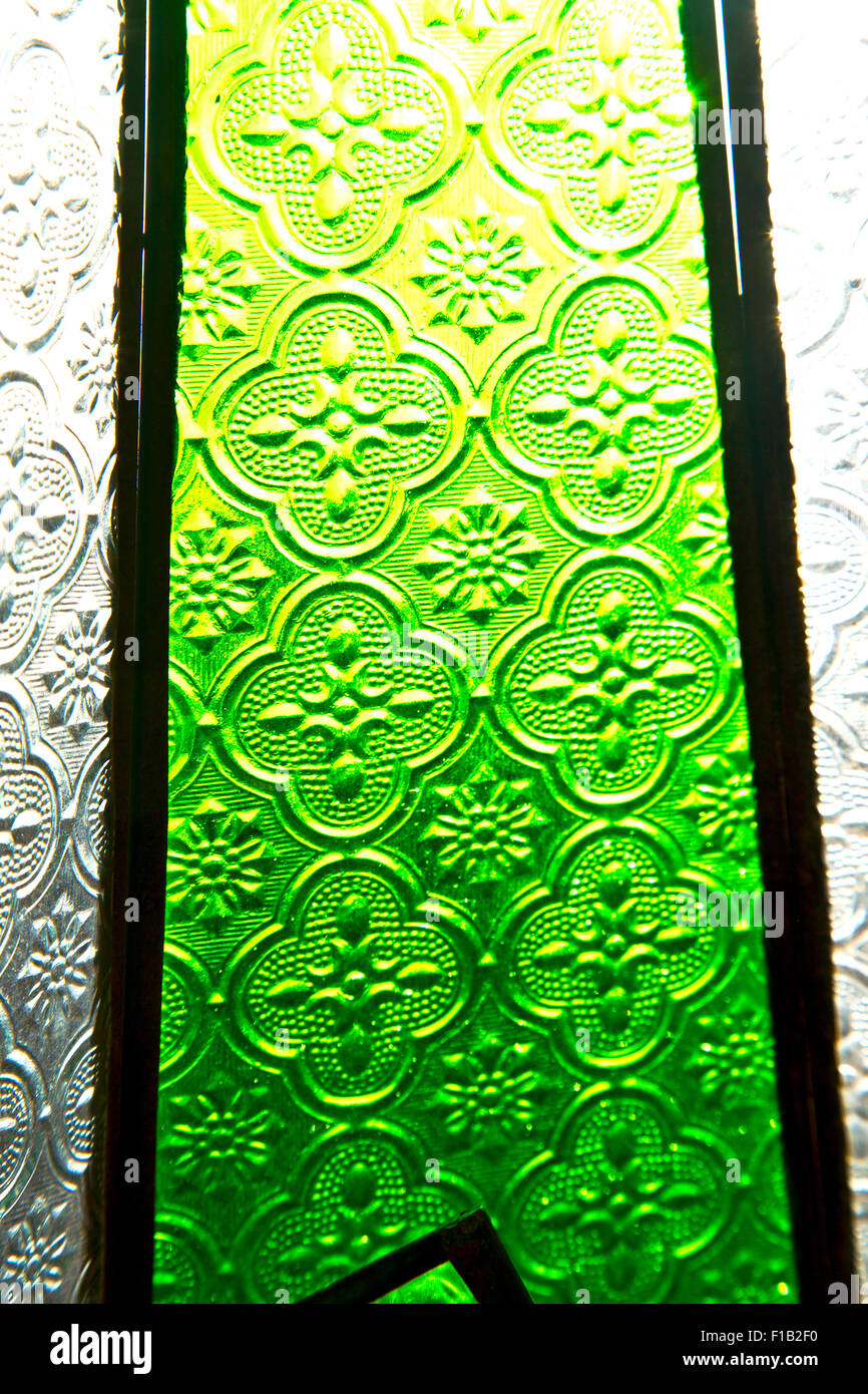 colorated glass and sun in morocco africa window and light Stock Photo ...