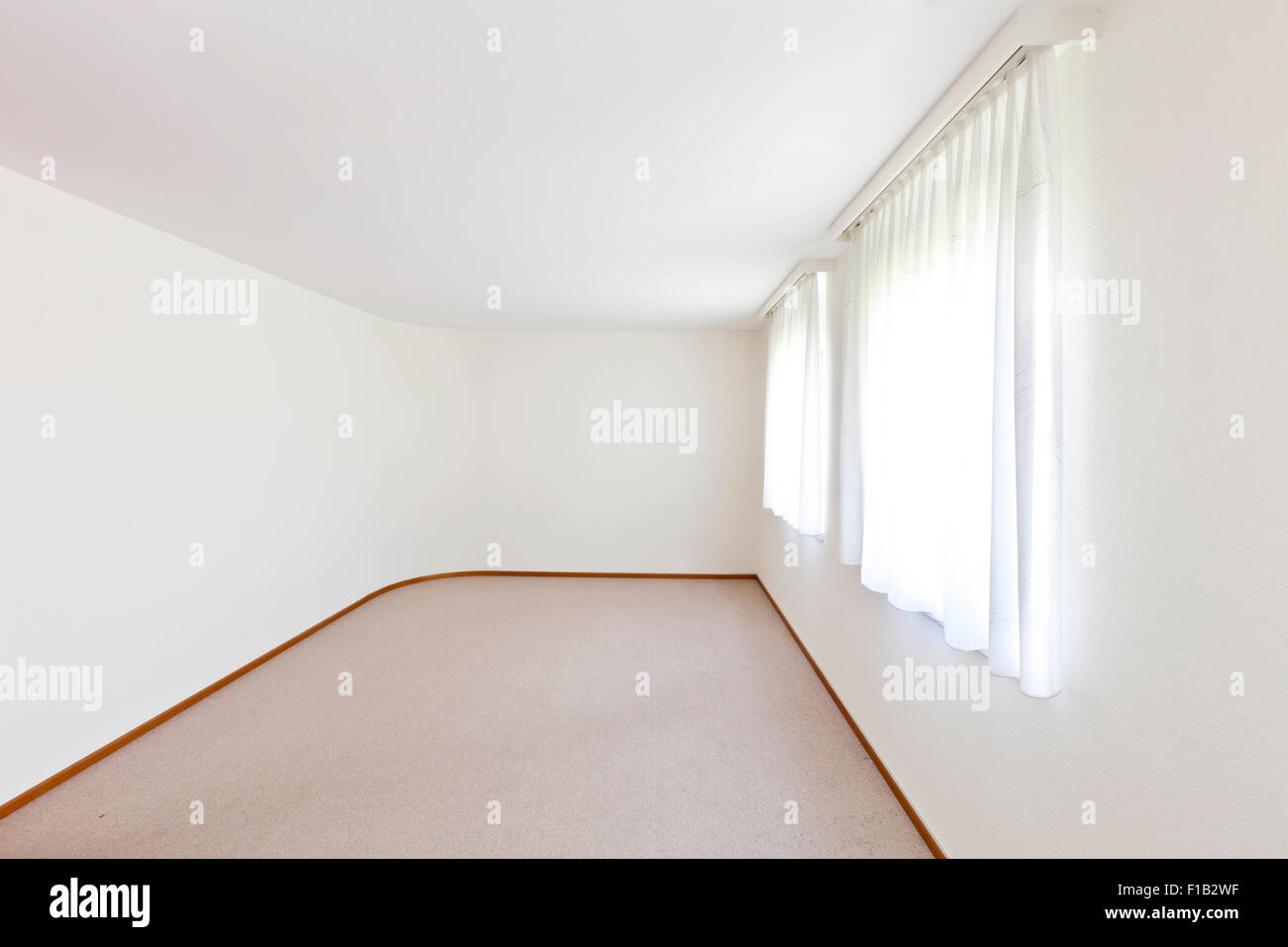 interior house, empty room, window with white curtains Stock Photo - Alamy