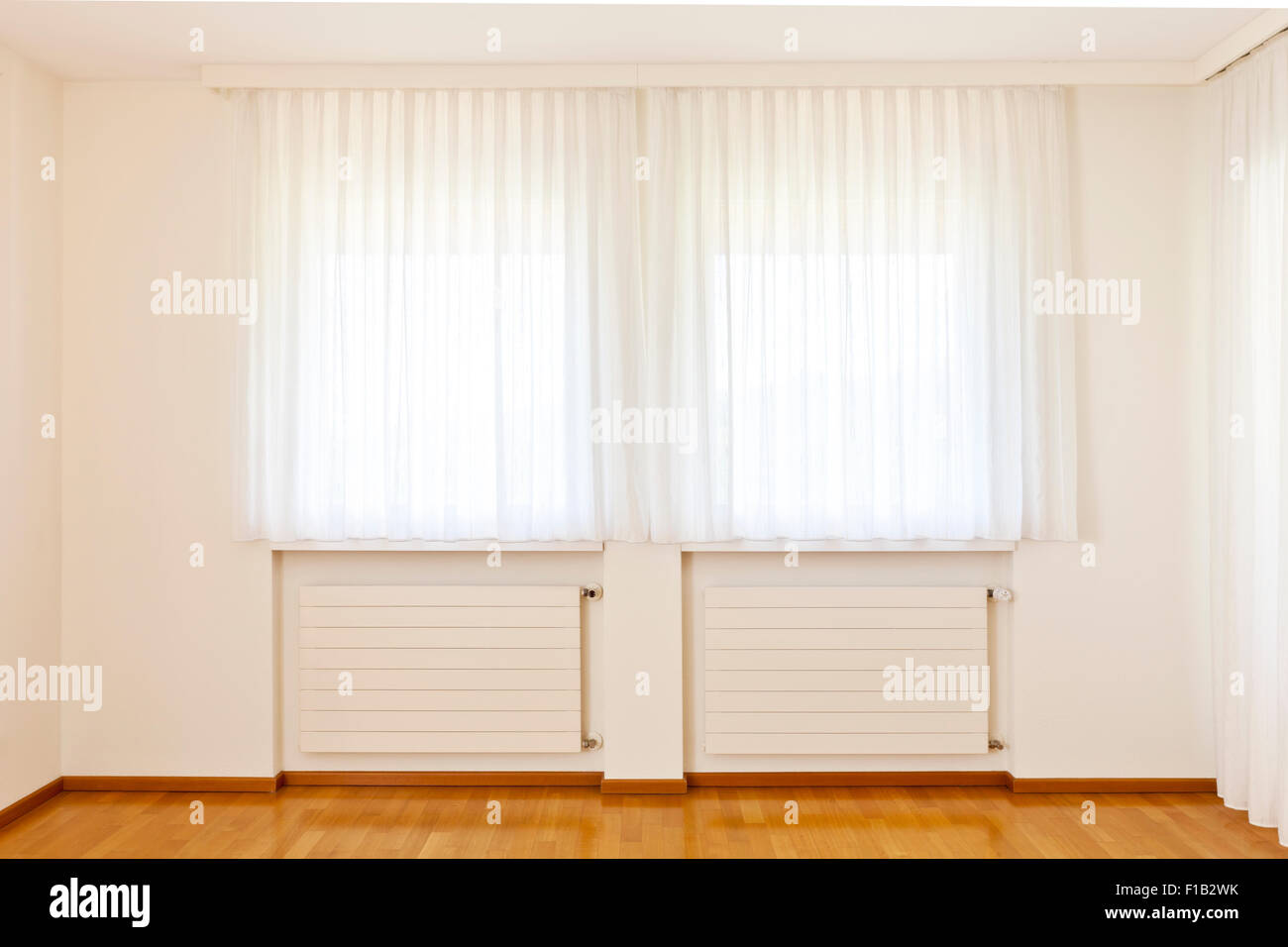 interior house, empty room, window with white curtains Stock Photo - Alamy
