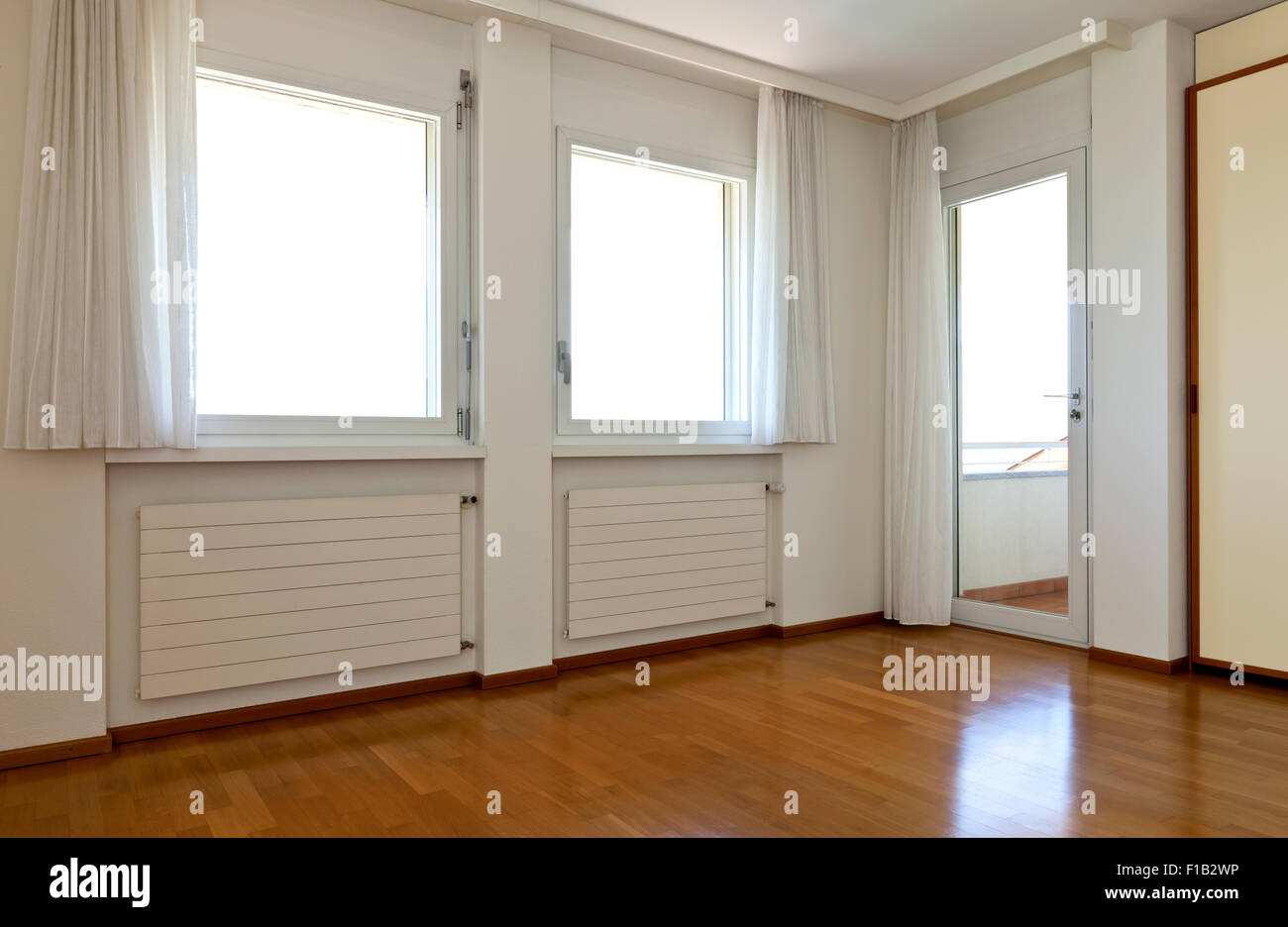 interior house, empty room, window with white curtains Stock Photo - Alamy