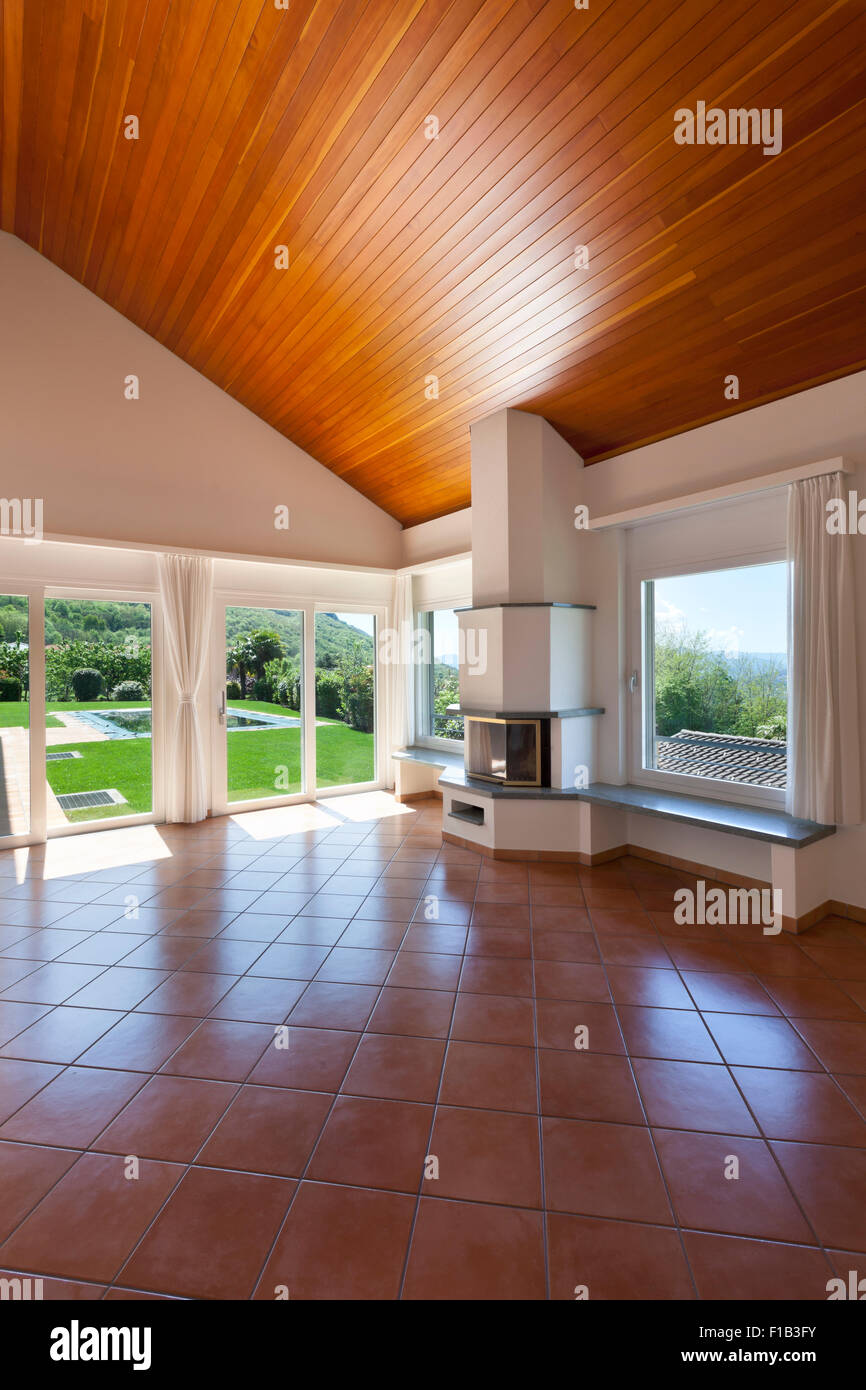 interior home,view of room with fireplace Stock Photo - Alamy