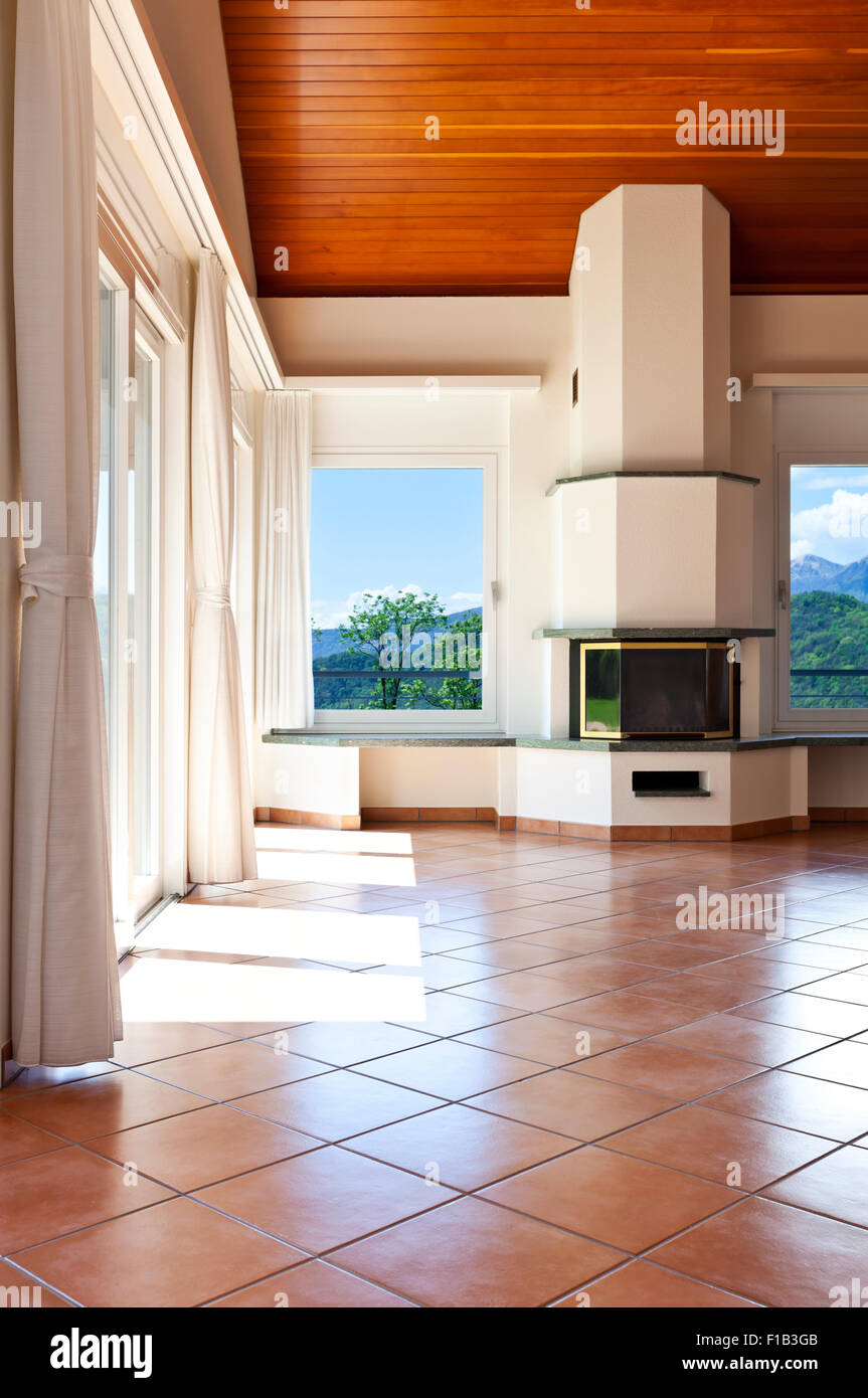 interior home,view of room with fireplace Stock Photo - Alamy