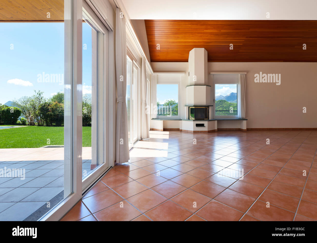 interior home,view of room with fireplace Stock Photo - Alamy