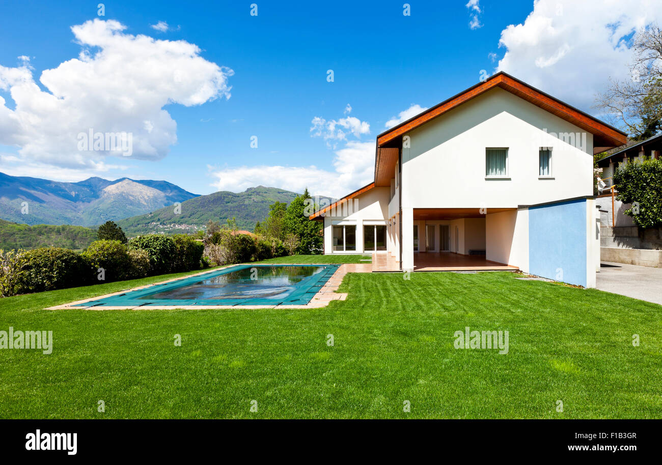 beautiful country house with swimming pool, outdoor Stock Photo - Alamy