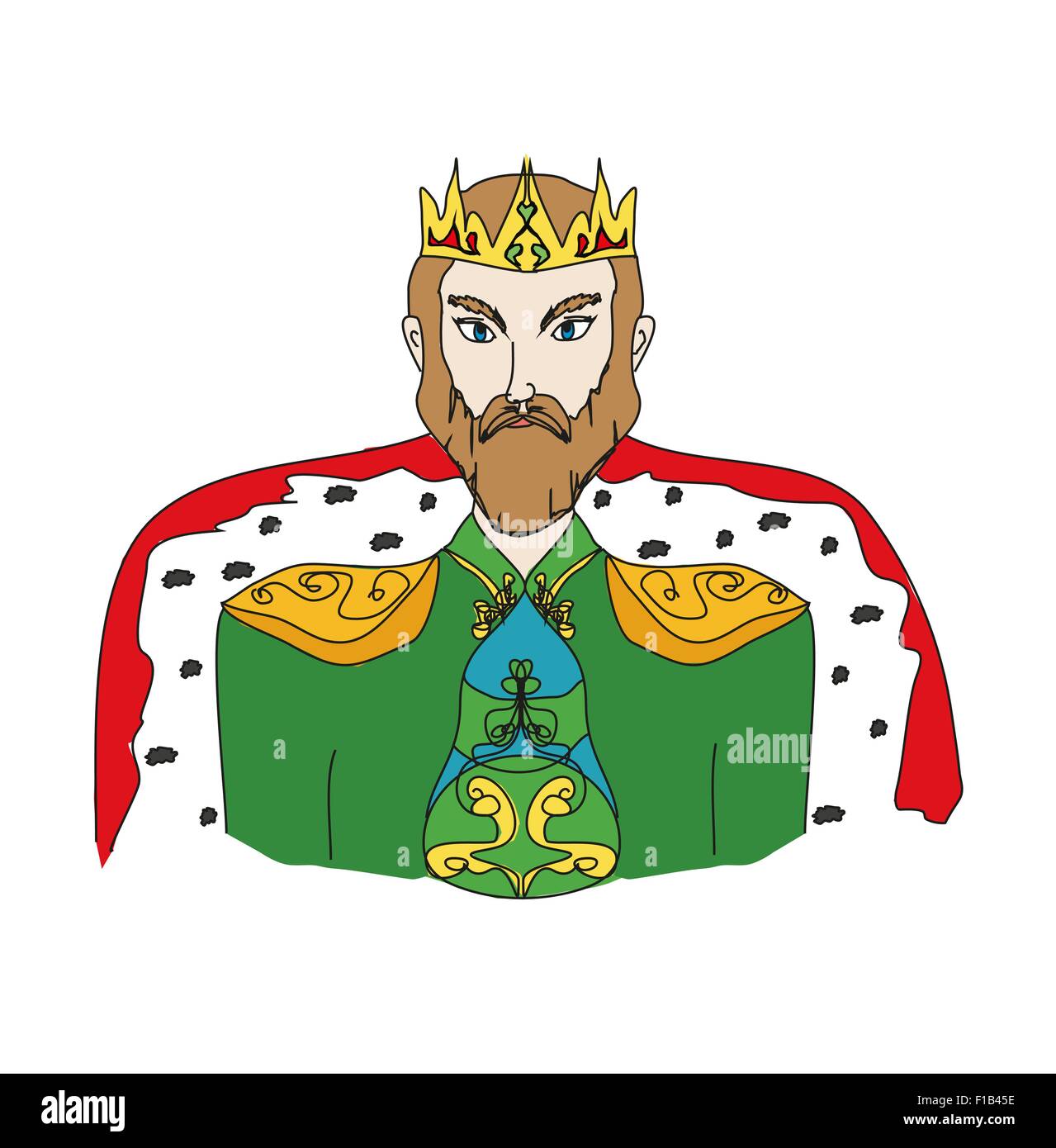 King on a white background, hand drawn illustration Stock Vector Image ...