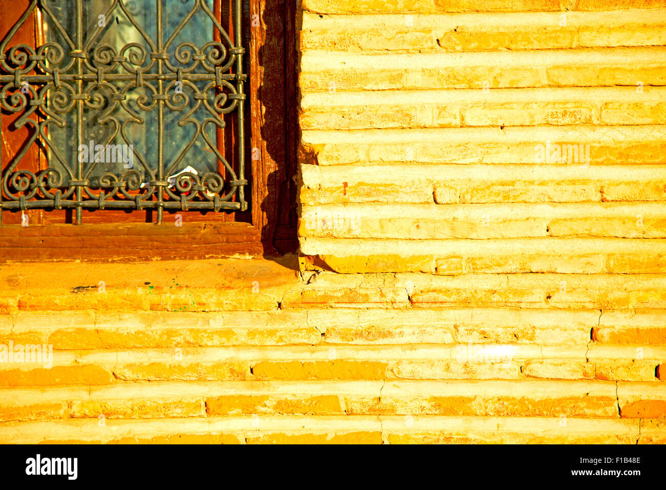 window in morocco africa and old construction wal brick historical ...