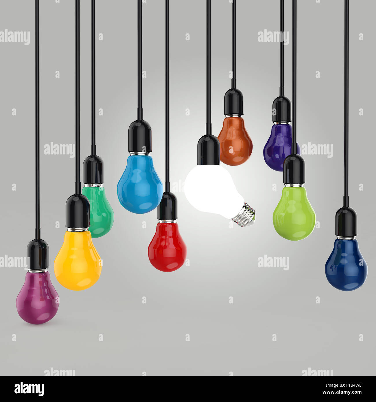 creative idea and leadership concept 3d colors light bulb Stock Photo ...