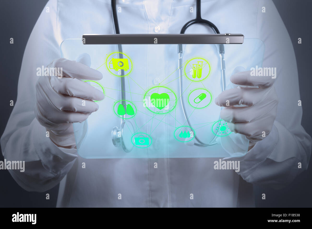 Medicine doctor working with modern computer interface as concept Stock ...
