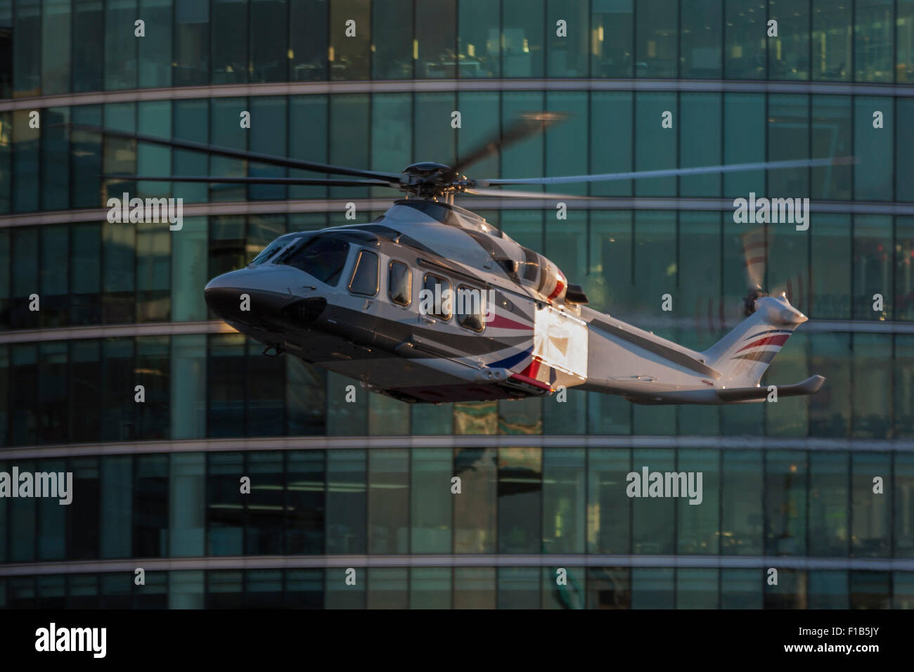 Helicopter being filmed for the 2012 London Olympic Games near Tower ...