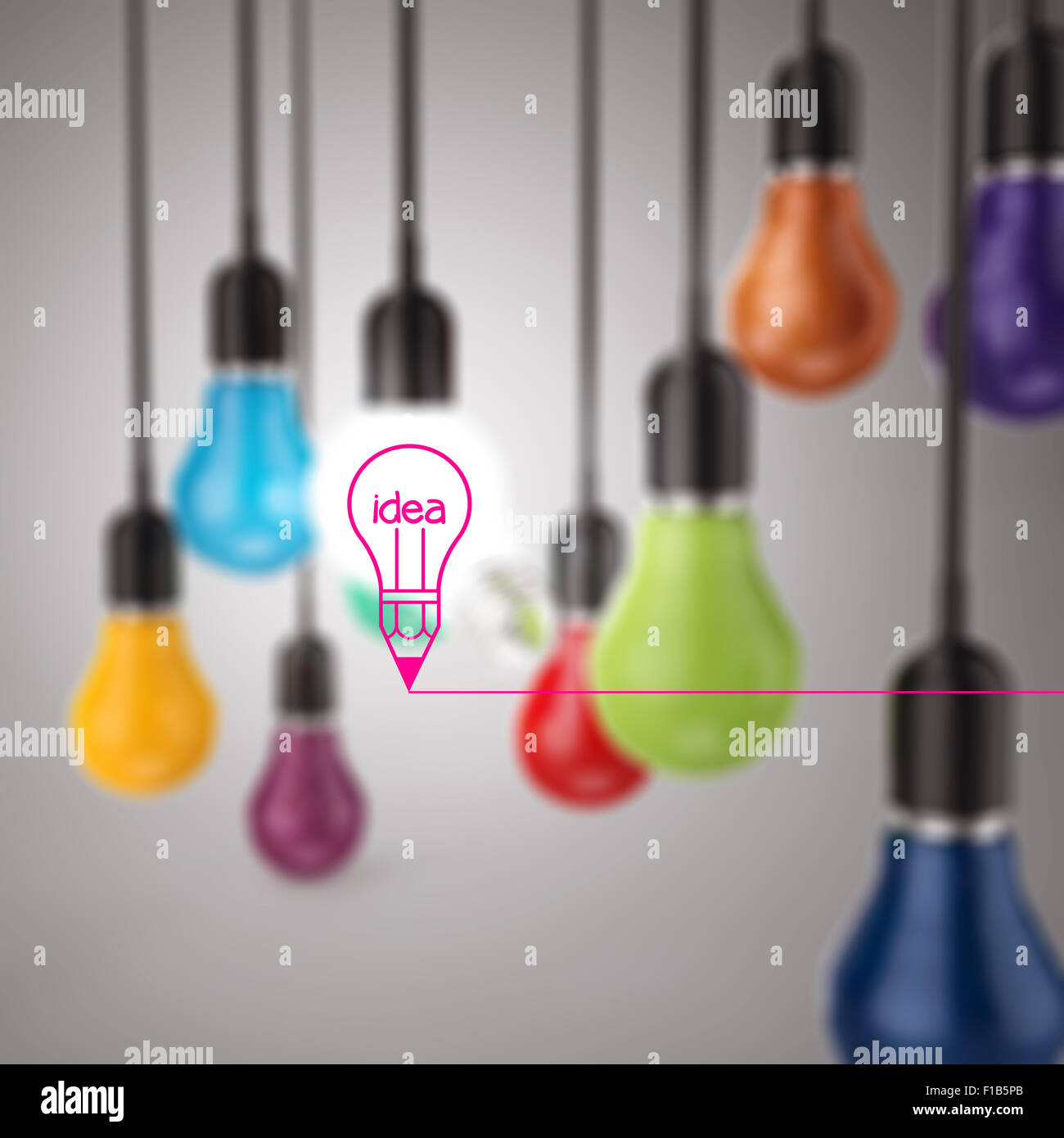 creative idea and leadership concept 3d colors light bulb Stock Photo ...