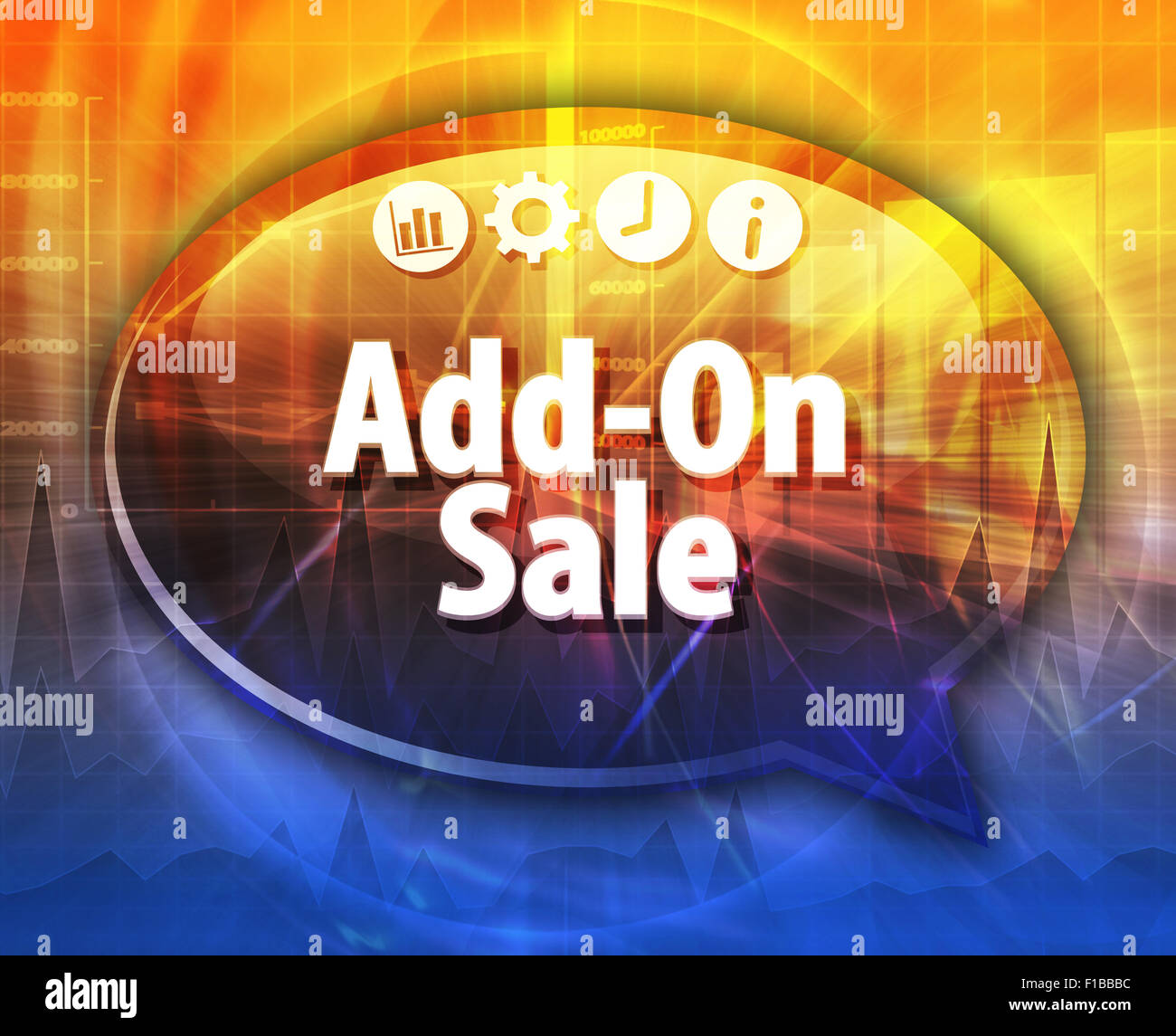 Speech bubble dialog illustration of business term saying Add-On Sale ...