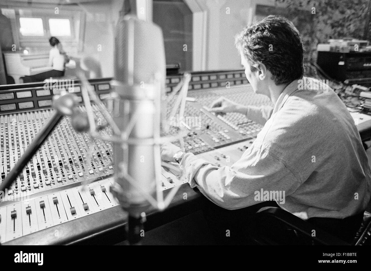 Recording studio mixing console Black and White Stock Photos & Images ...
