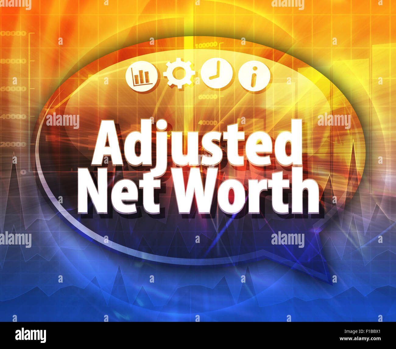 Speech bubble dialog illustration of business term saying Adjusted Net ...