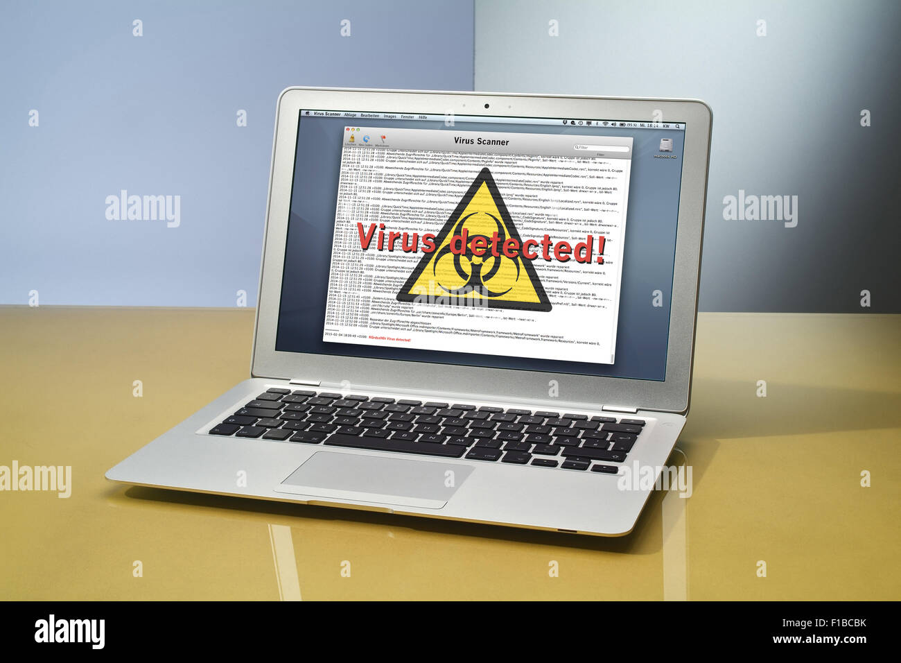 Notebook has been infected by computer virus Stock Photo - Alamy