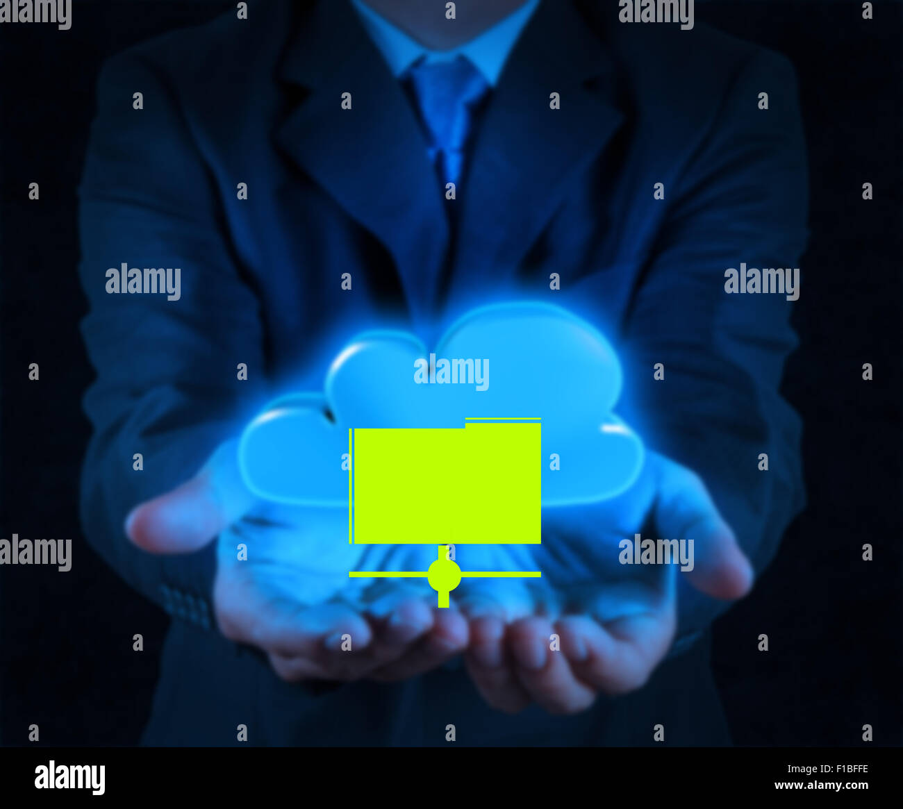 businessman hand showing about cloud network idea concept Stock Photo ...