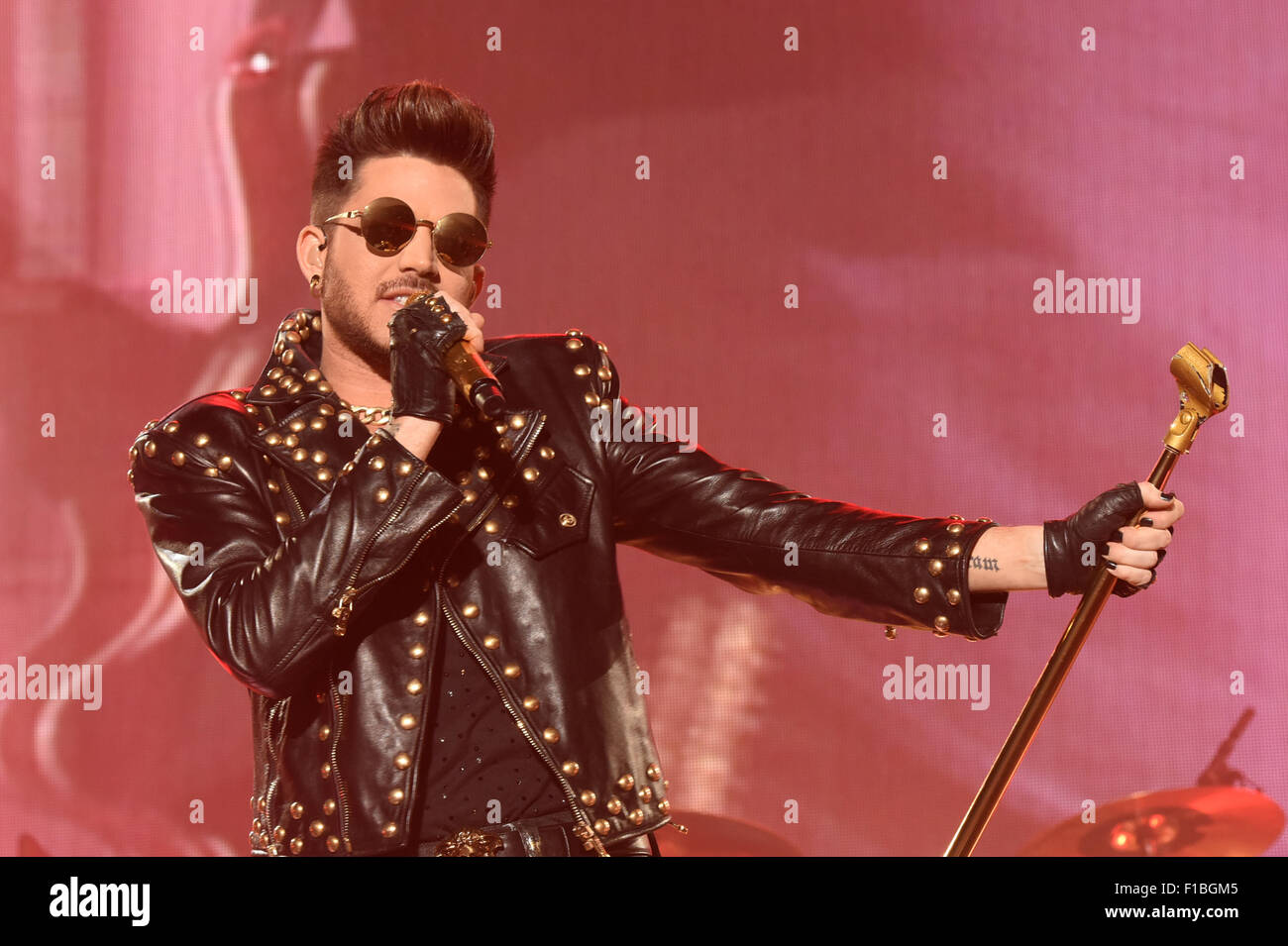 Berlin, Germany, Adam Lambert, singer, with Queen at a concert in the ...