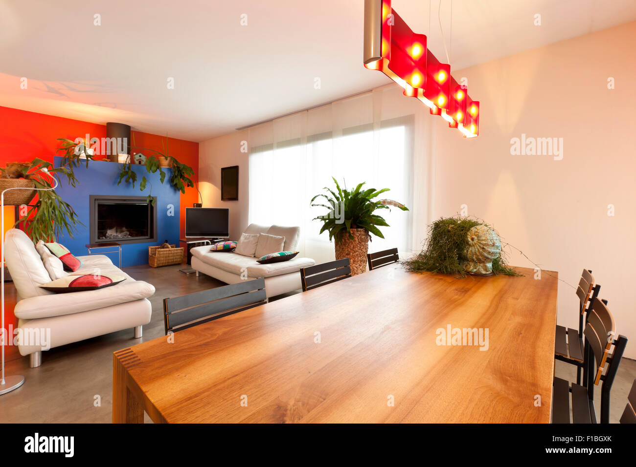 comfortable modern apartment, dining table Stock Photo - Alamy