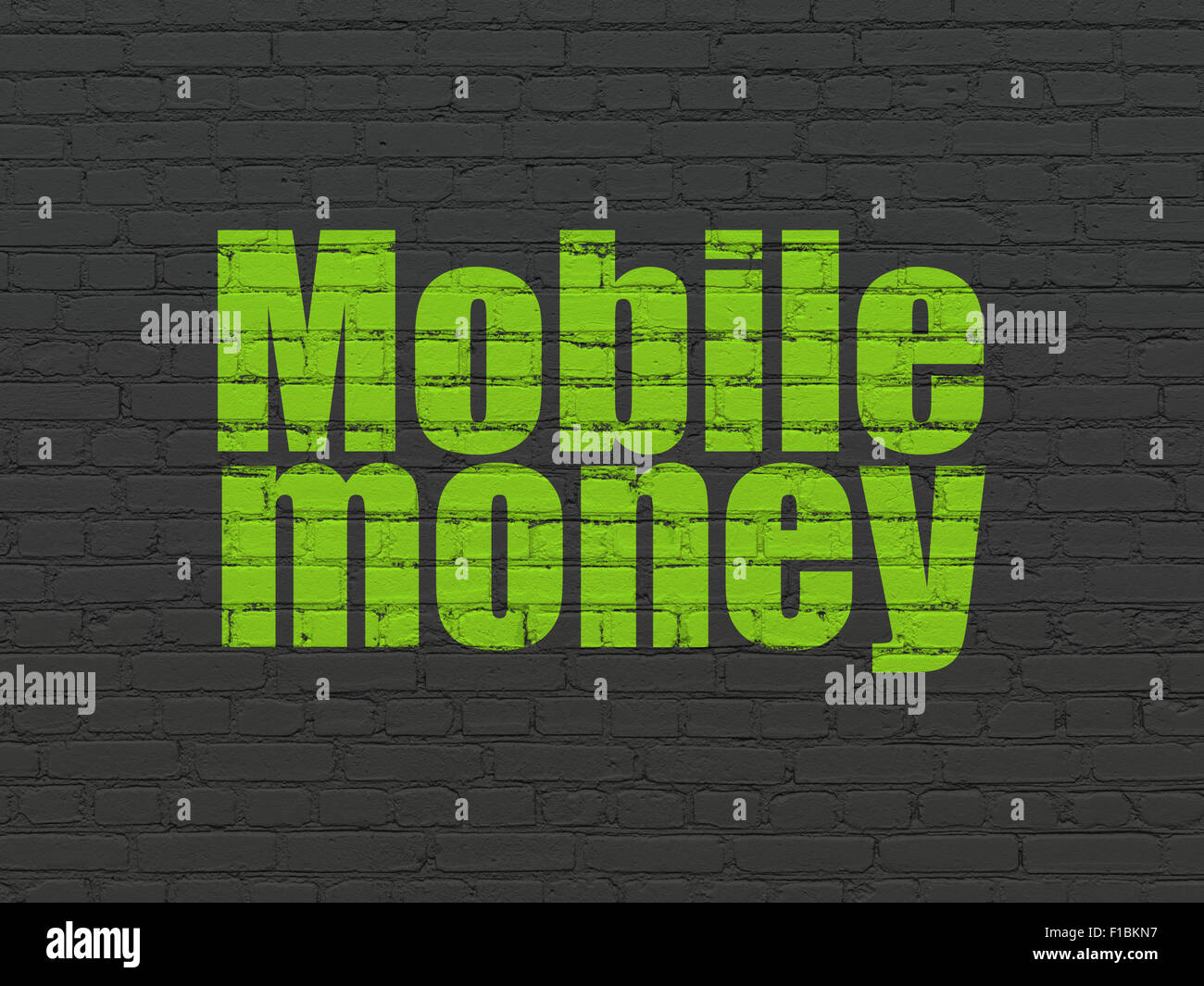 Money concept: Mobile Money on wall background Stock Photo - Alamy