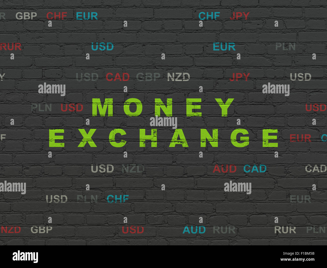 Currency concept: Money Exchange on wall background Stock Photo - Alamy