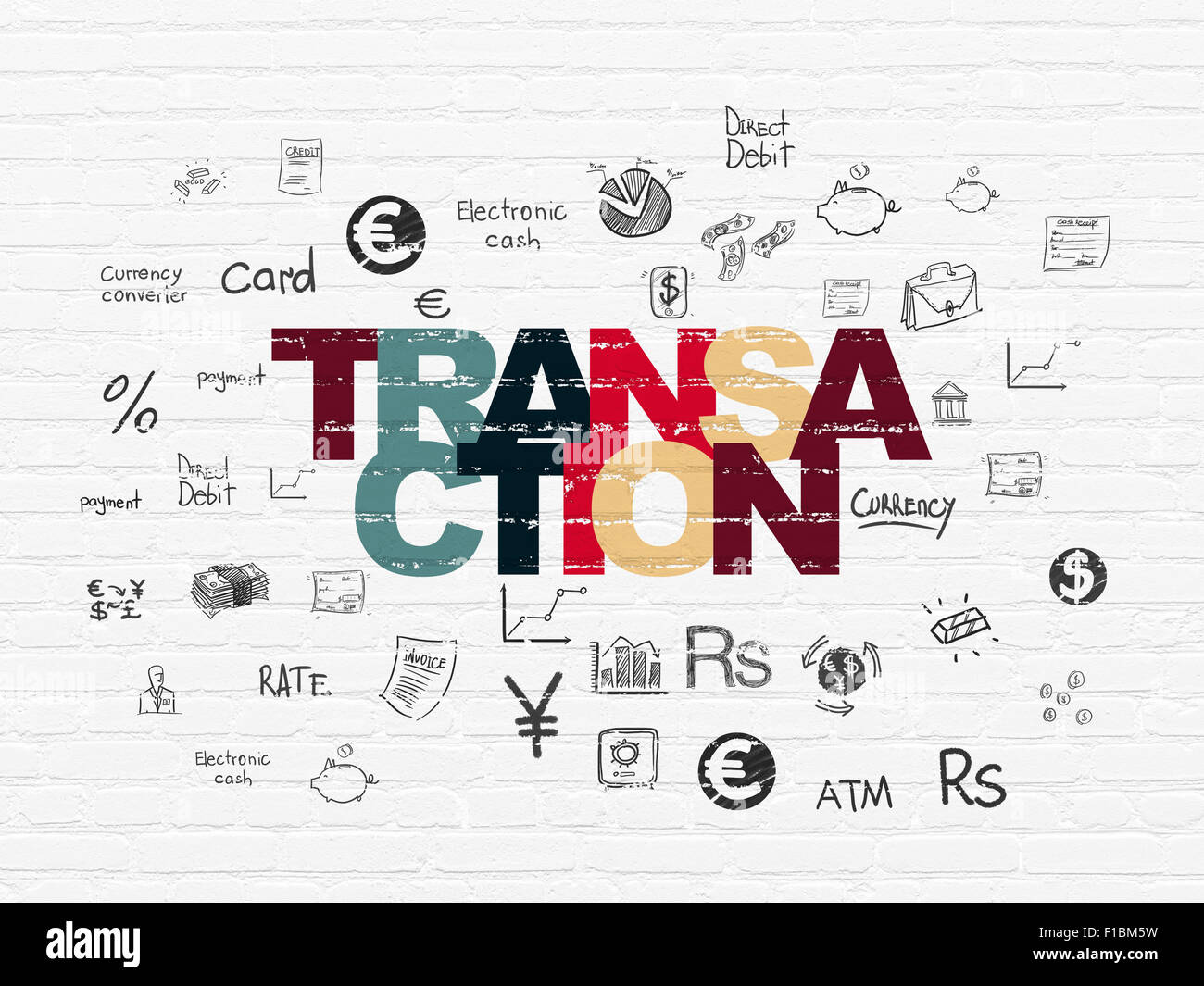 Money concept: Transaction on wall background Stock Photo - Alamy