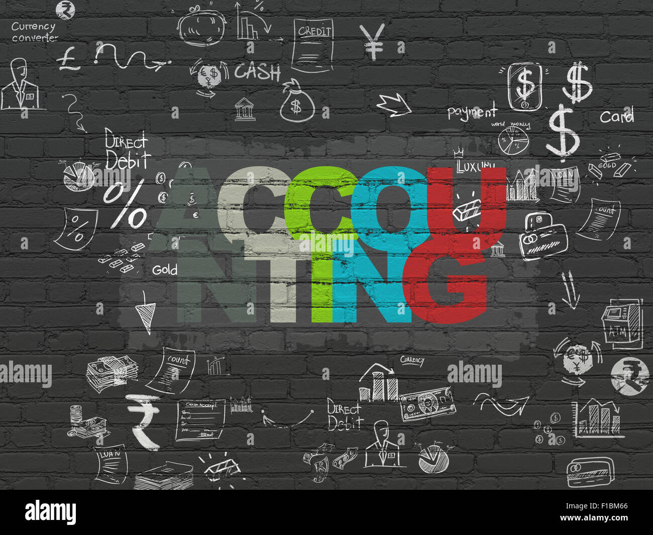 Money concept: Accounting on wall background Stock Photo - Alamy