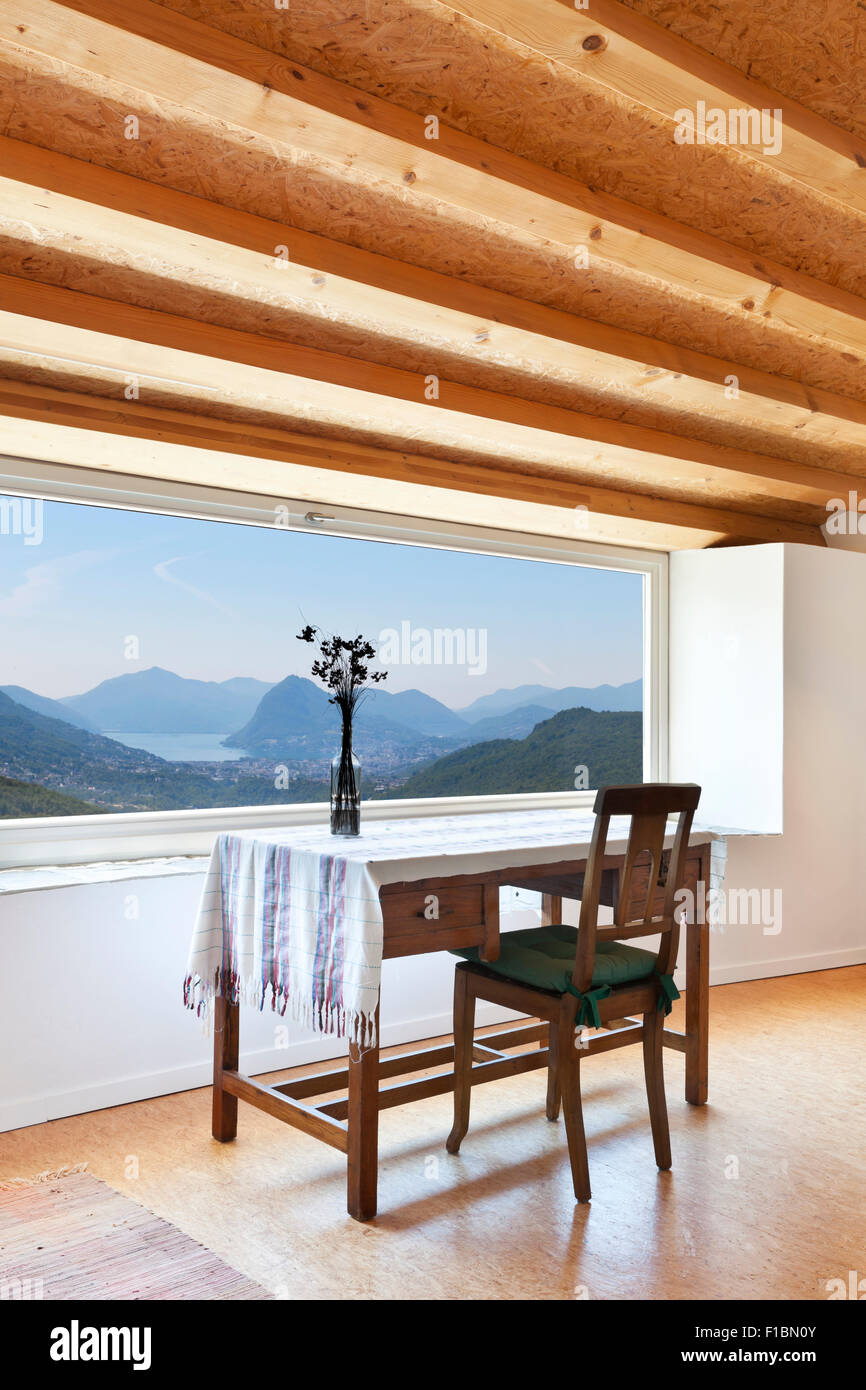 view of the room, rural home interior, picture window Stock Photo - Alamy