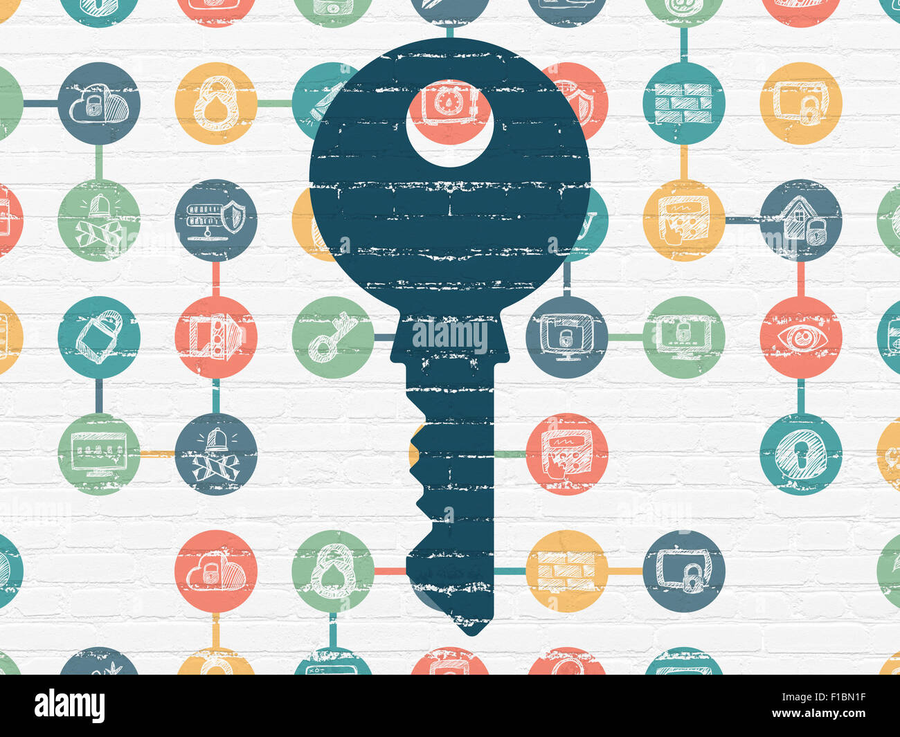 Protection concept: Key on wall background Stock Photo - Alamy