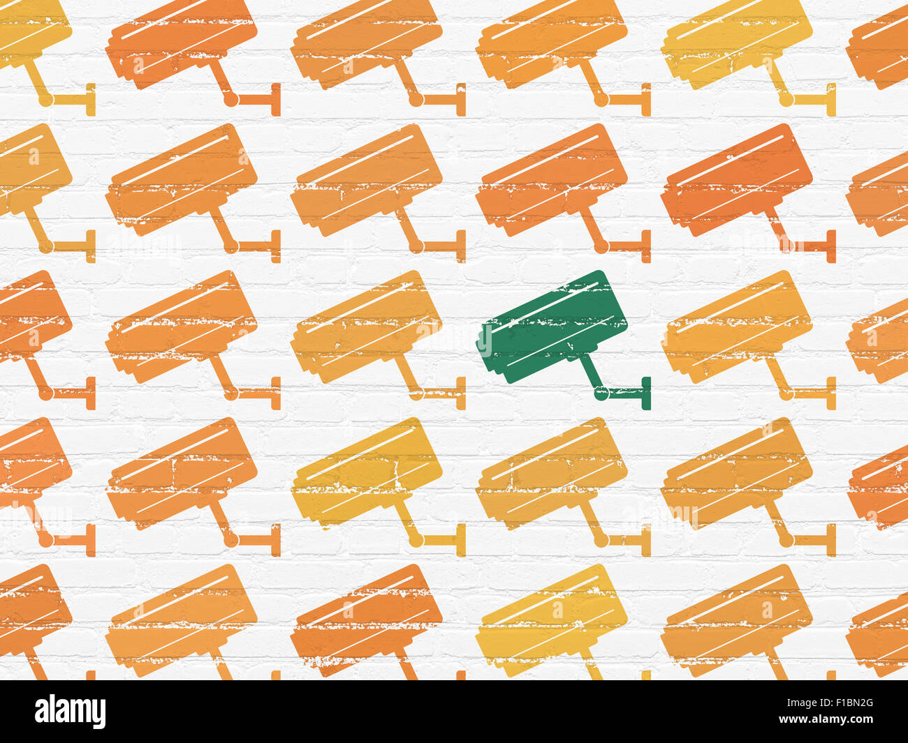 Security concept: cctv camera icon on wall background Stock Photo - Alamy