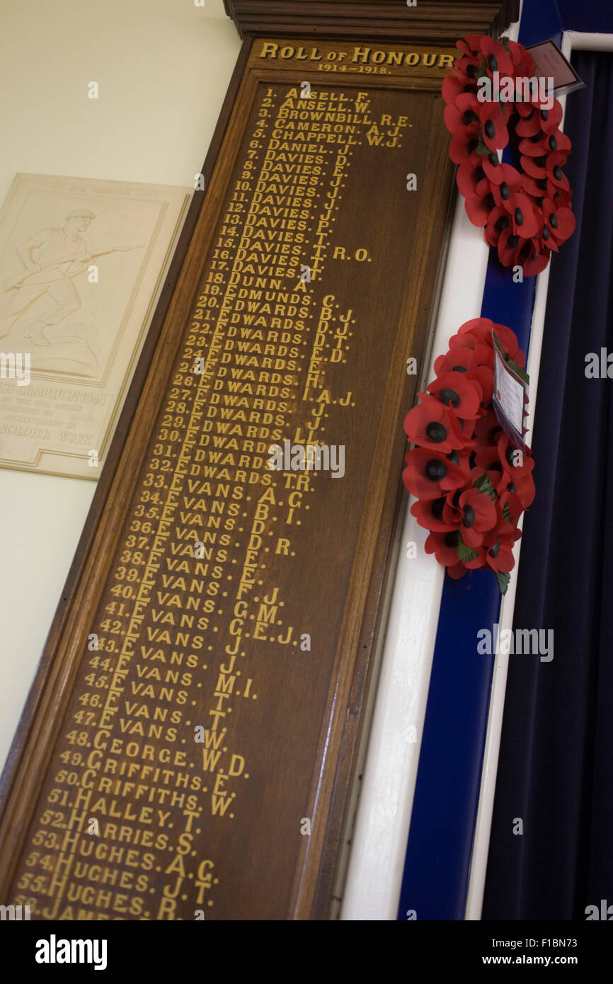 The names of Welshmen who served in the First World War, in the village ...