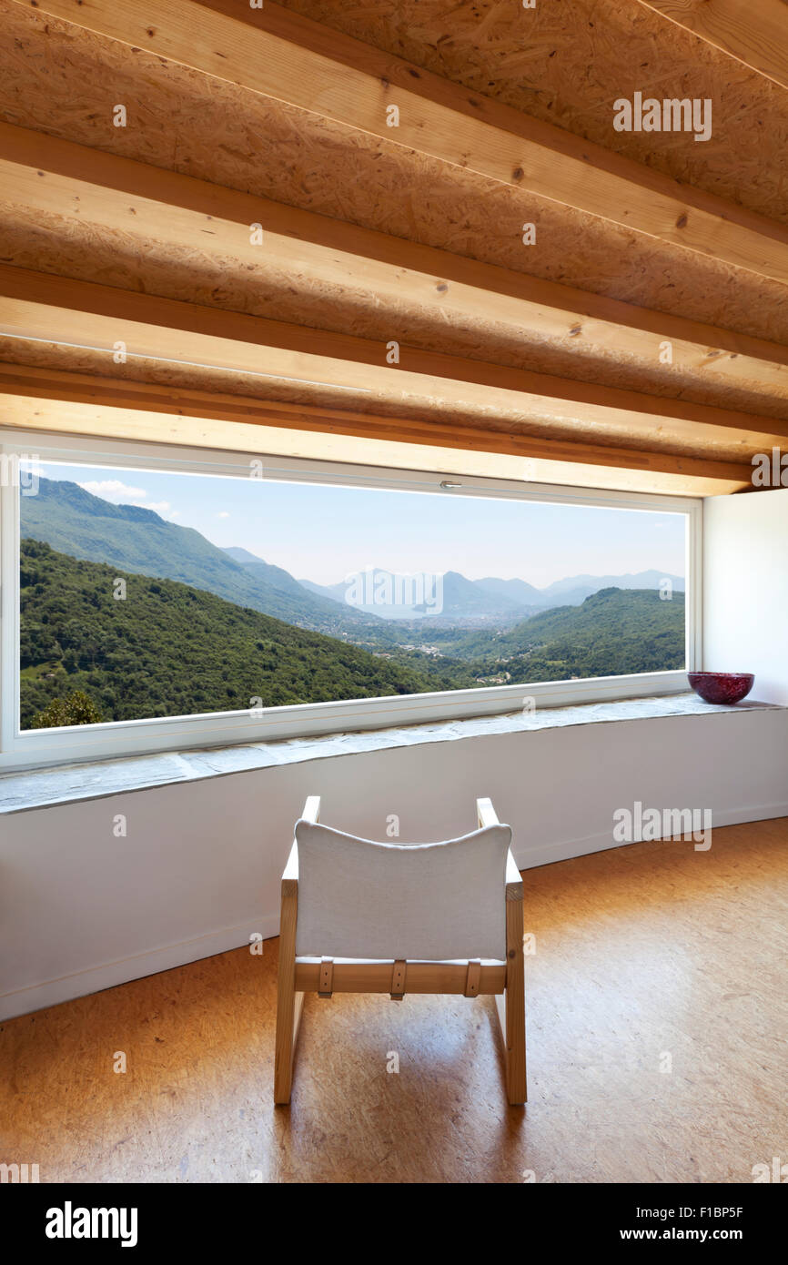 view of the room, rural home interior, picture window Stock Photo - Alamy