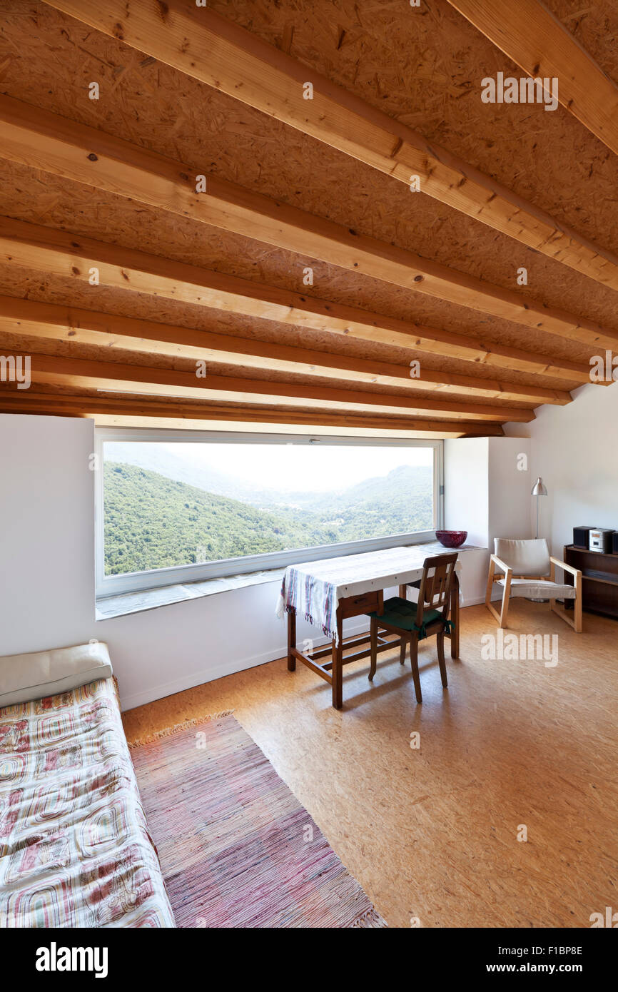 view of the large room, rural home interior Stock Photo - Alamy