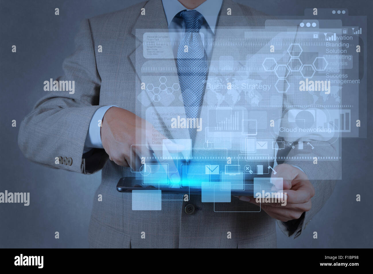 businessman hand working with modern technology as concept Stock Photo ...