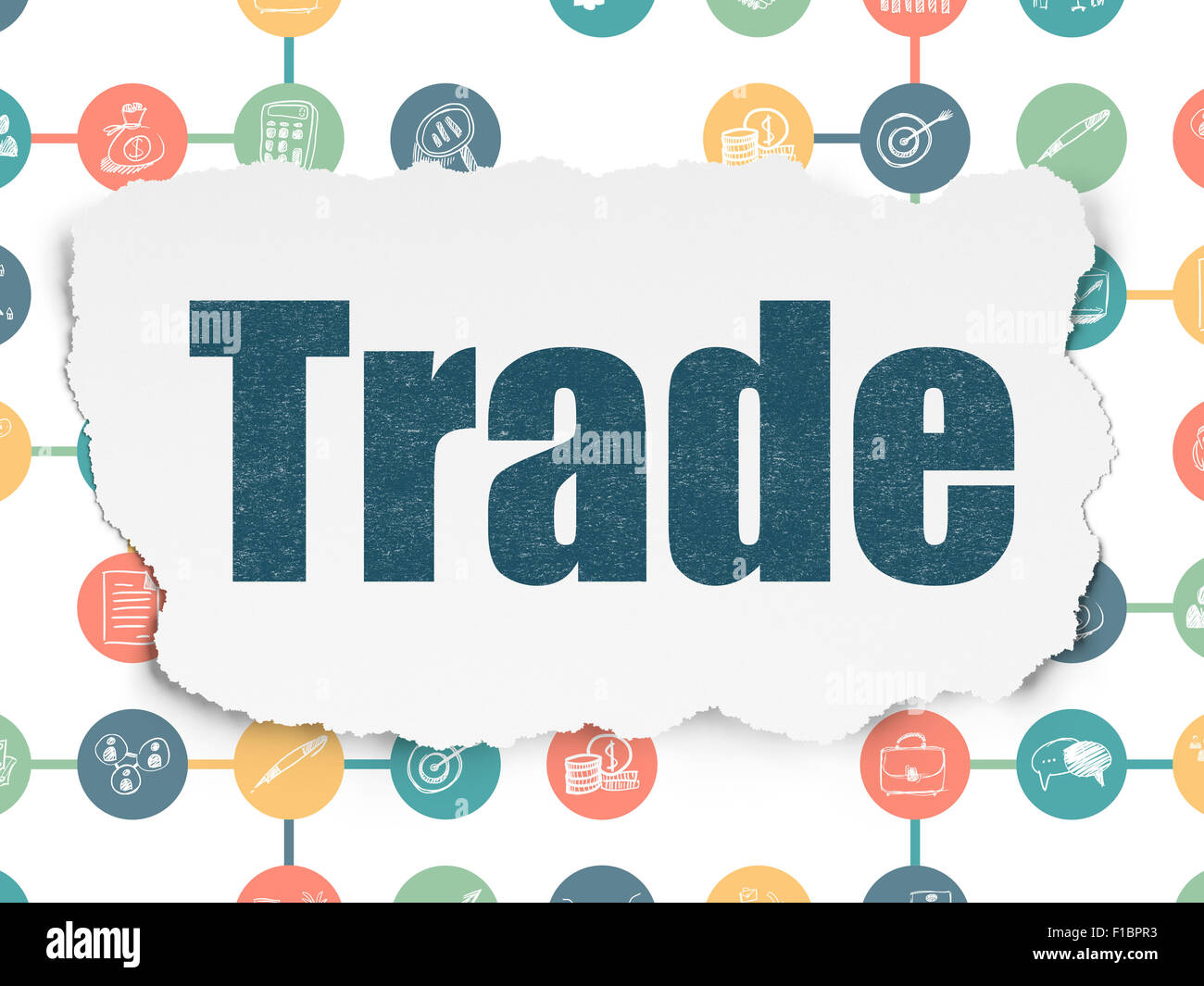 Business concept: Trade on Torn Paper background Stock Photo - Alamy