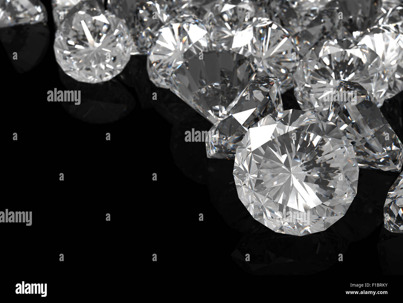 Diamonds on black background surface Stock Photo - Alamy
