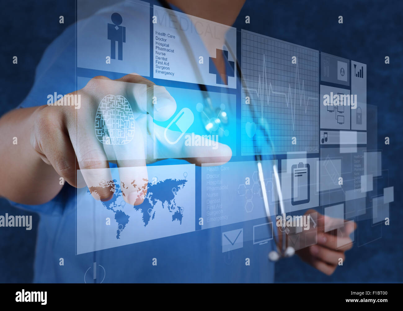 Medicine doctor working with modern computer interface Stock Photo - Alamy