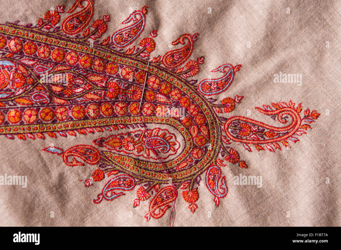 India, Jammu & Kashmir, Srinagar, hand embroiderered hand pashmina ...
