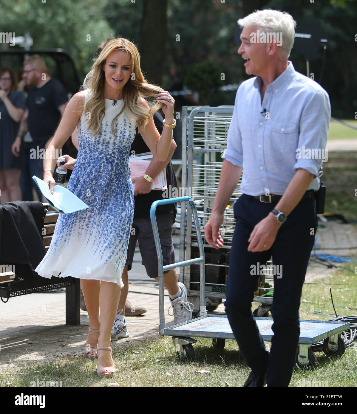 Amanda Holden and Philip Schofield filming on the Southbank Featuring ...