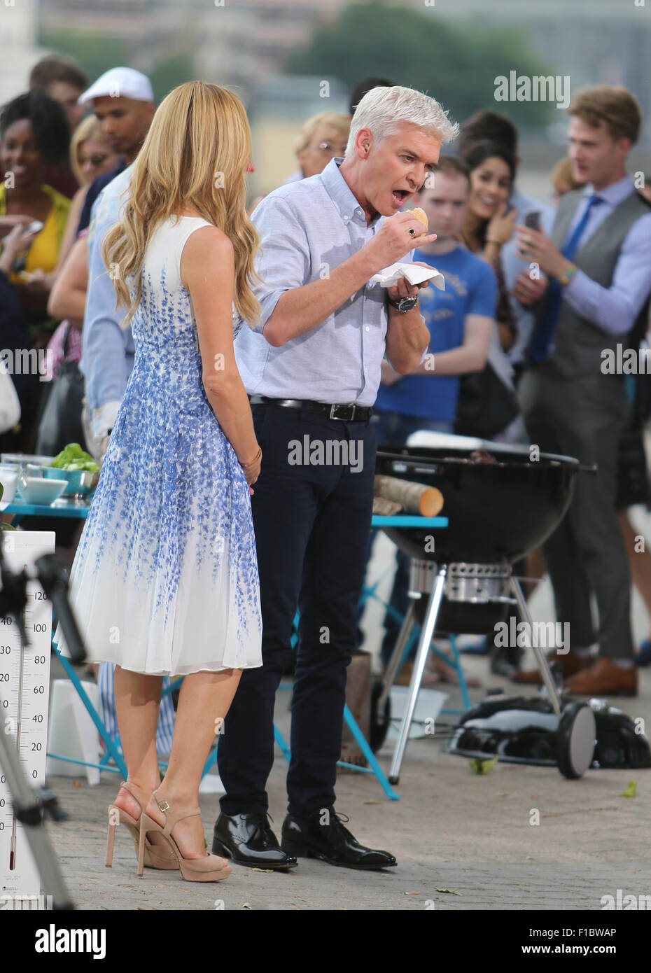 Amanda Holden and Philip Schofield filming on the Southbank Featuring ...