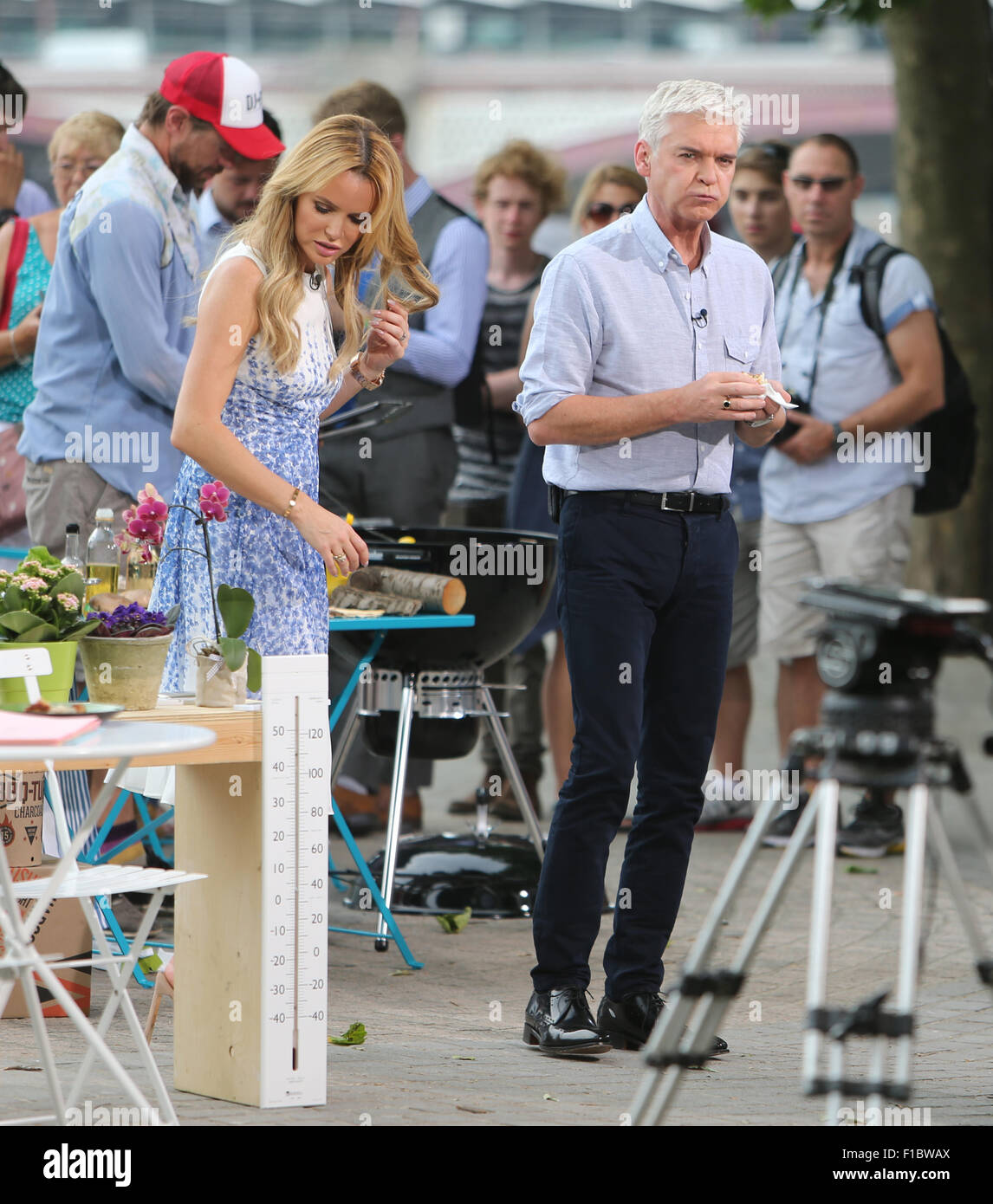 Amanda Holden and Philip Schofield filming on the Southbank Featuring ...