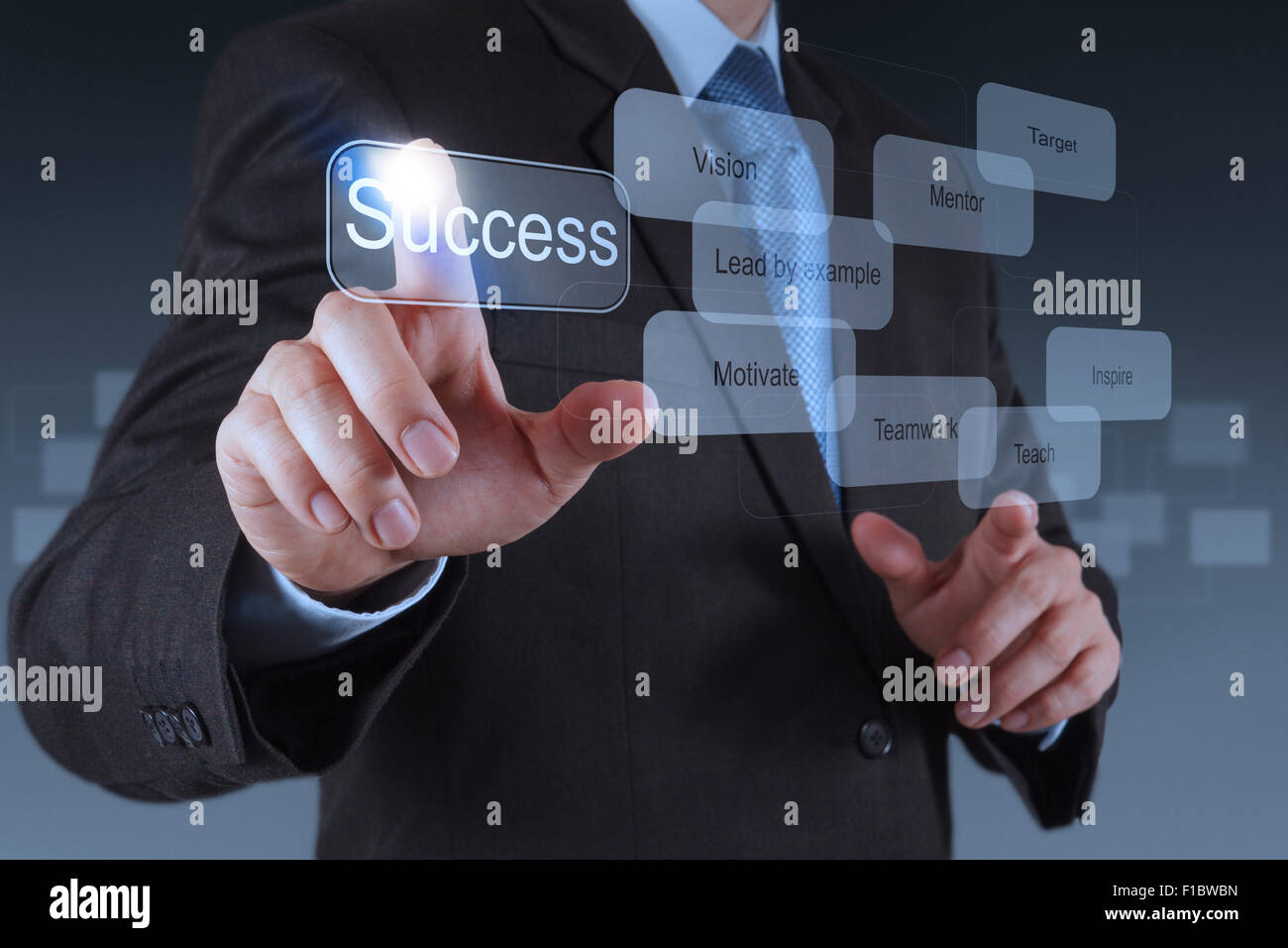 businessman hand pointing to success diagram as concept Stock Photo - Alamy