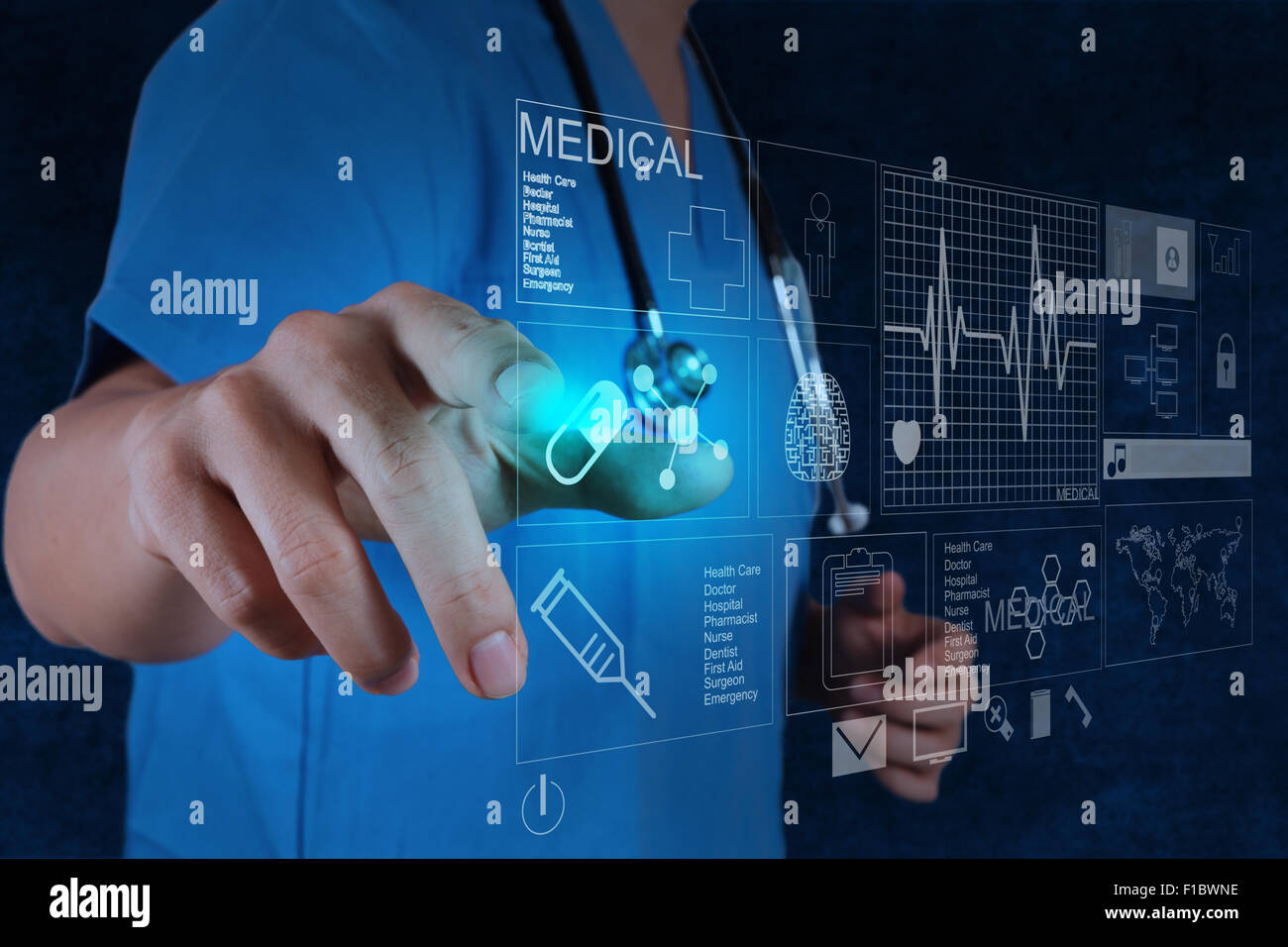Medicine doctor working with modern computer interface Stock Photo - Alamy