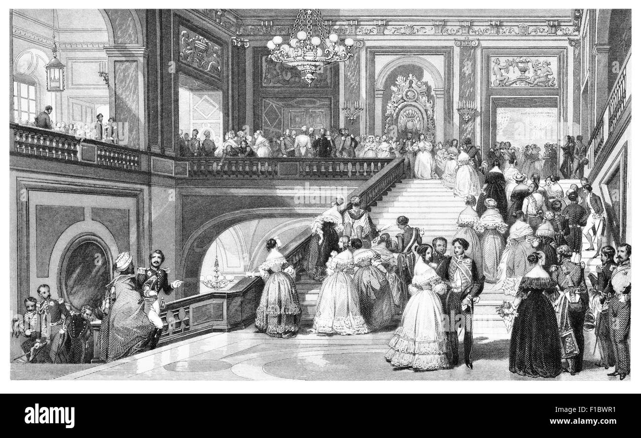 Grand Fete party celebration Palace of Versailles 1854 interior stair ...
