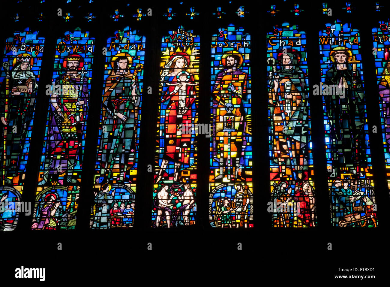 Stained Glass Window, Cathedral Church, Chester; England; UK Stock ...