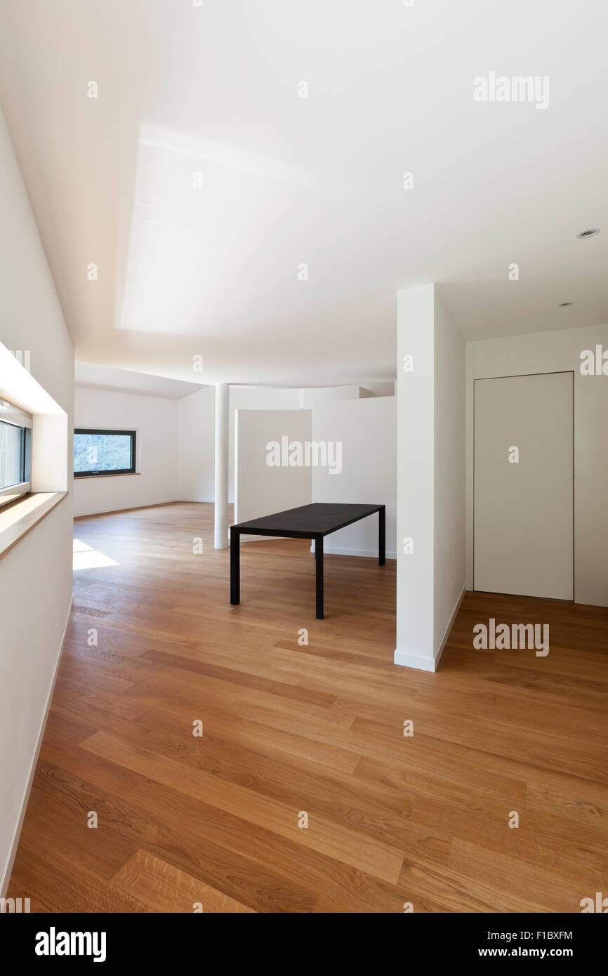 interior modern house, empty room with black table Stock Photo - Alamy