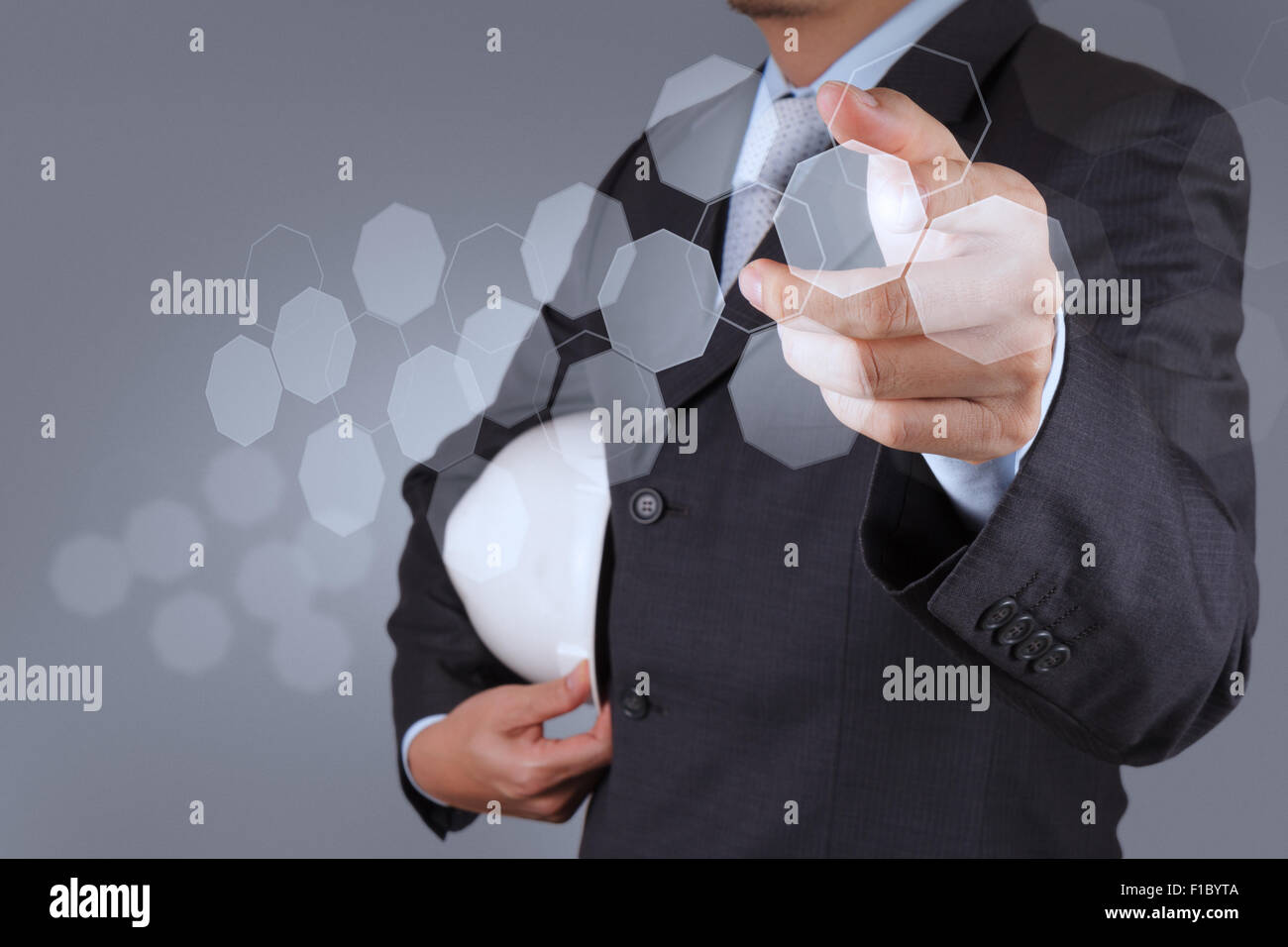 businessman hand using tablet computer and server room background Stock ...