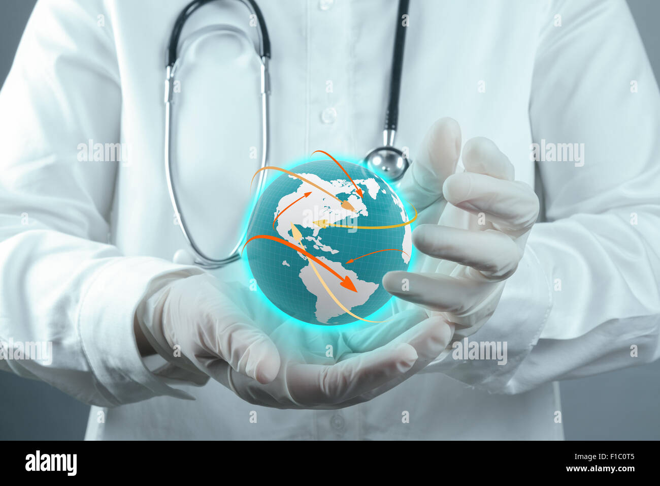 Medicine doctor hand working with modern computer interface as medical ...