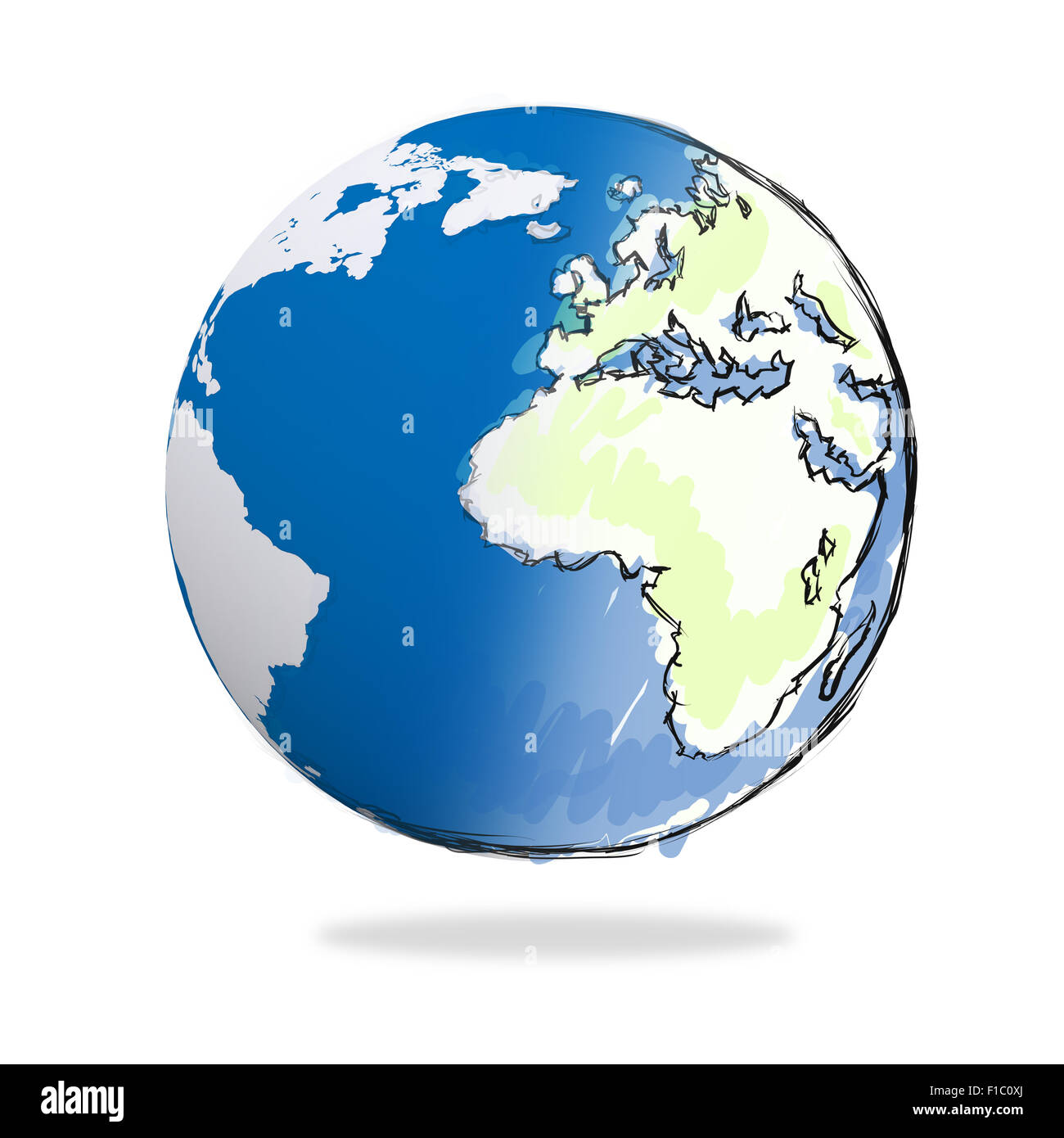 Earth planet color line Cut Out Stock Images & Pictures - Alamy