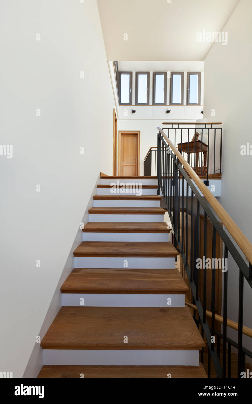 beautiful apartment, interior, wooden staircase Stock Photo - Alamy