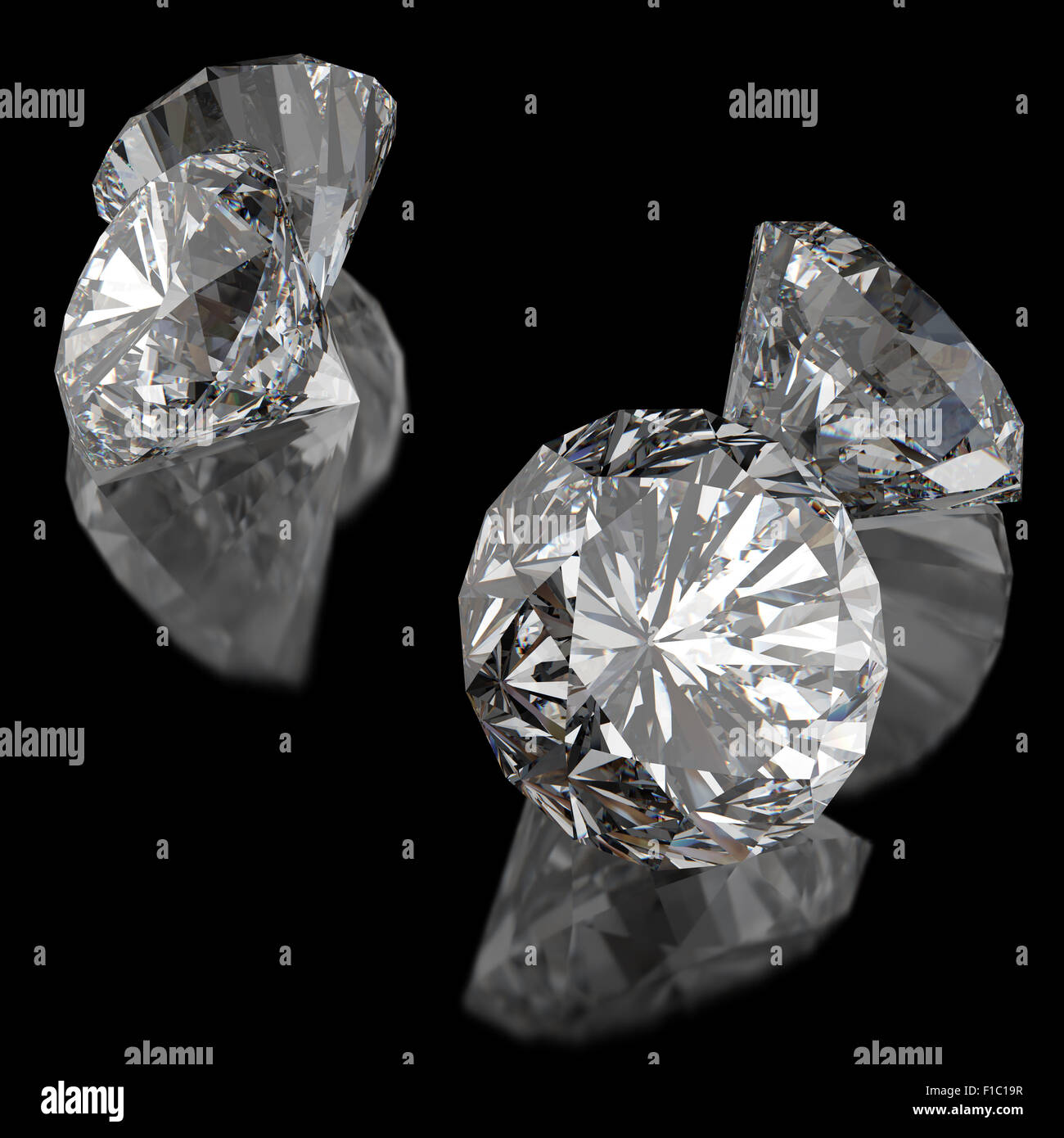 3d diamonds on black surface background Stock Photo - Alamy