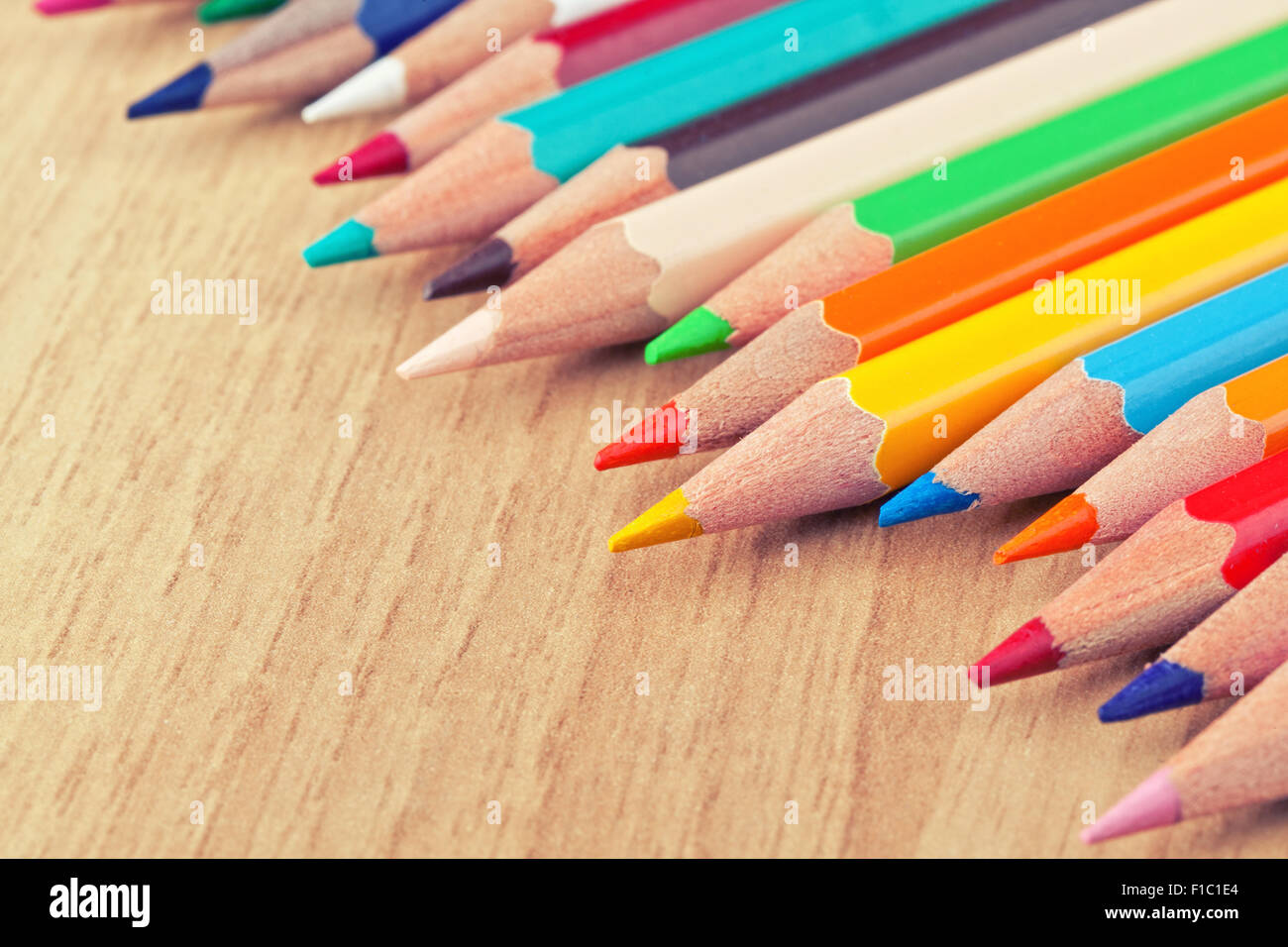 close up image of classic colored pensils Stock Photo - Alamy